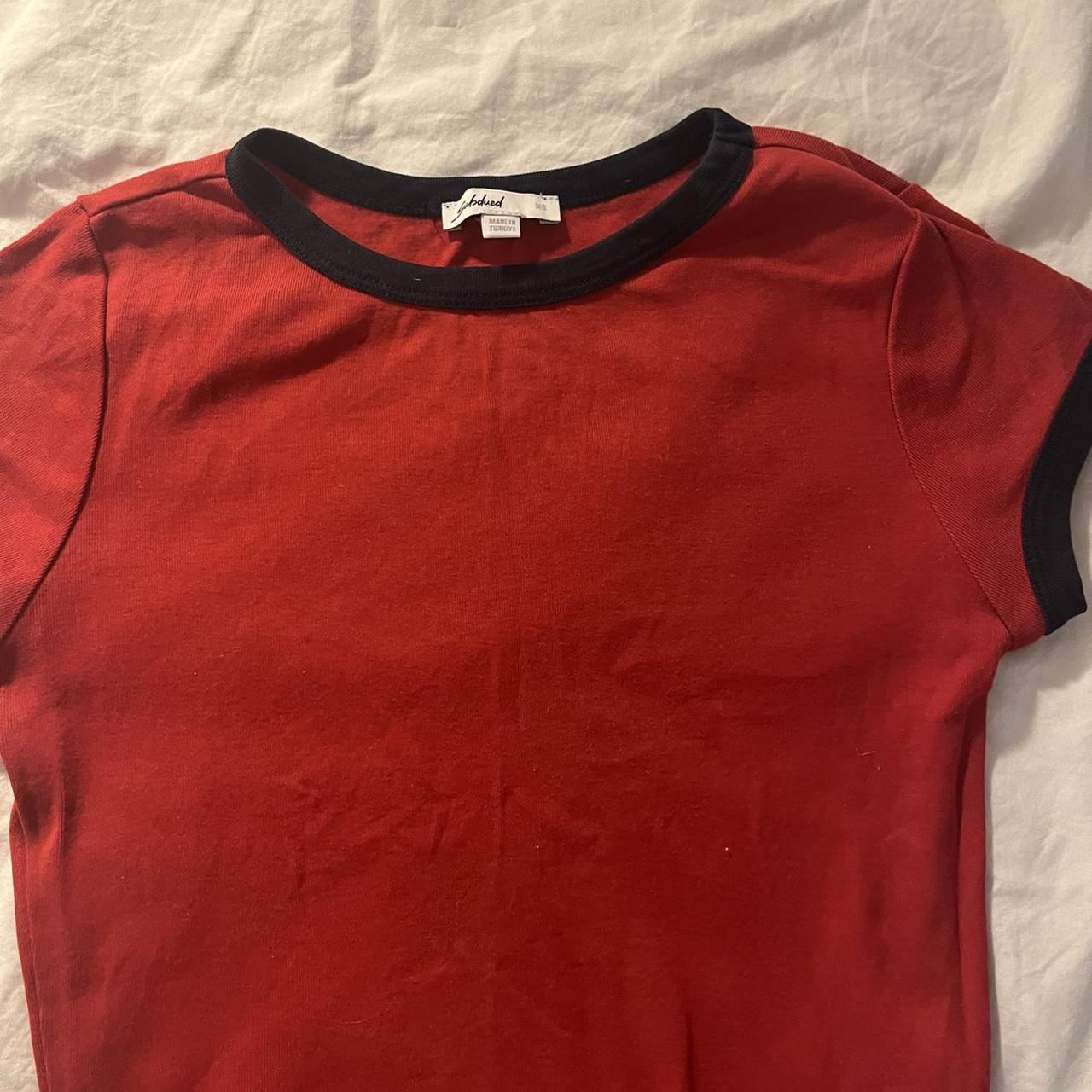 red subdued tshirt size xs condition is really good... - Depop