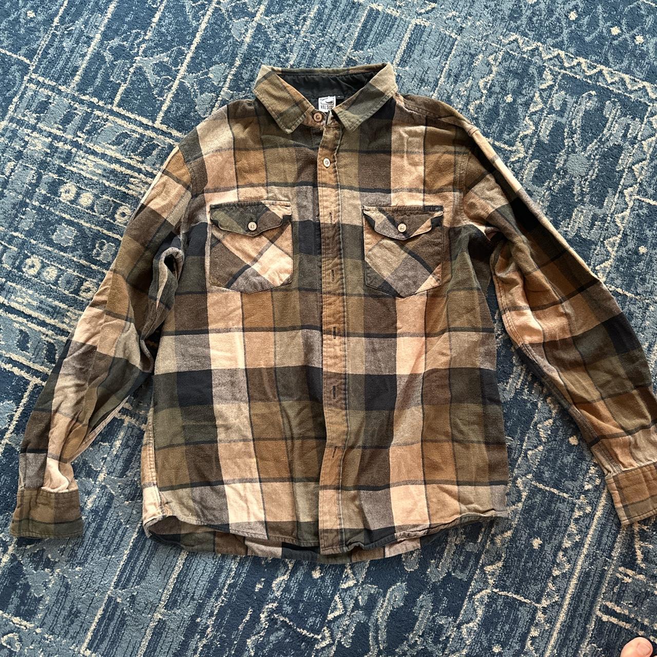 Val Surf brown flannel. Fits like a smaller Large or... - Depop