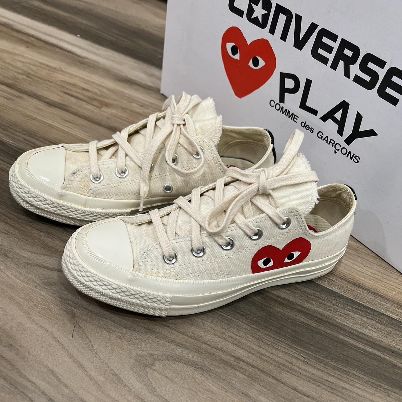 CDG Converse cream •WOMENS SIZE 5/ MENS SIZE... - Depop