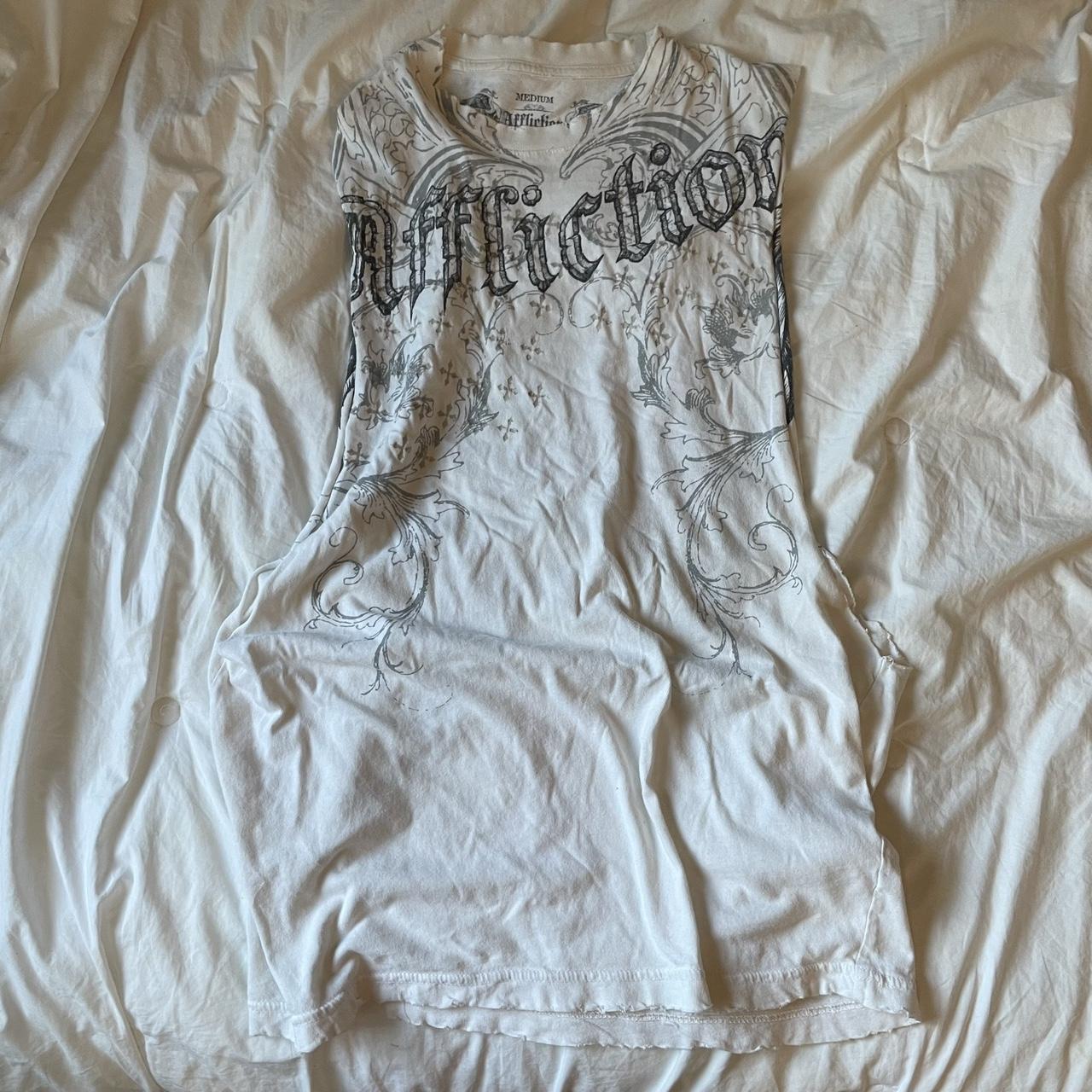 white mens affliction cut off sleeveless tee -... - Depop