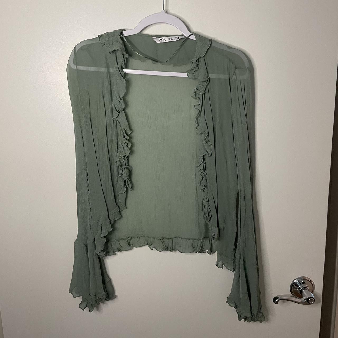 Zara Sheer Ruffle Top - Depop