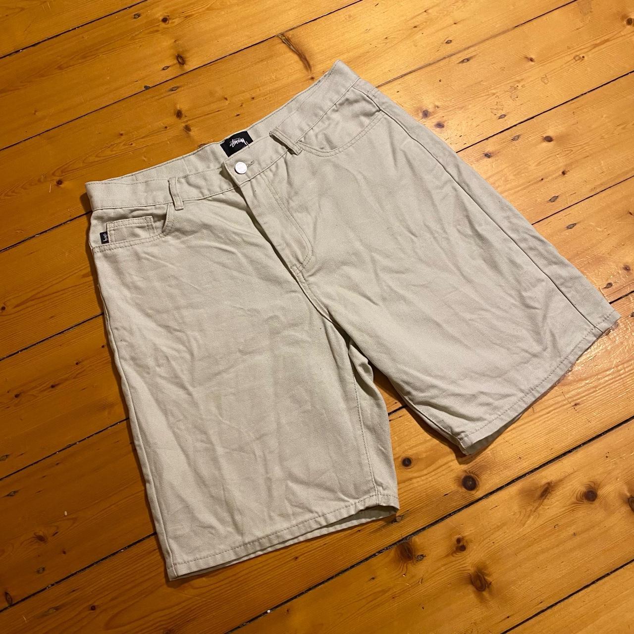 Stussy beige denim big ol jorts waist: 34 #stussy... - Depop