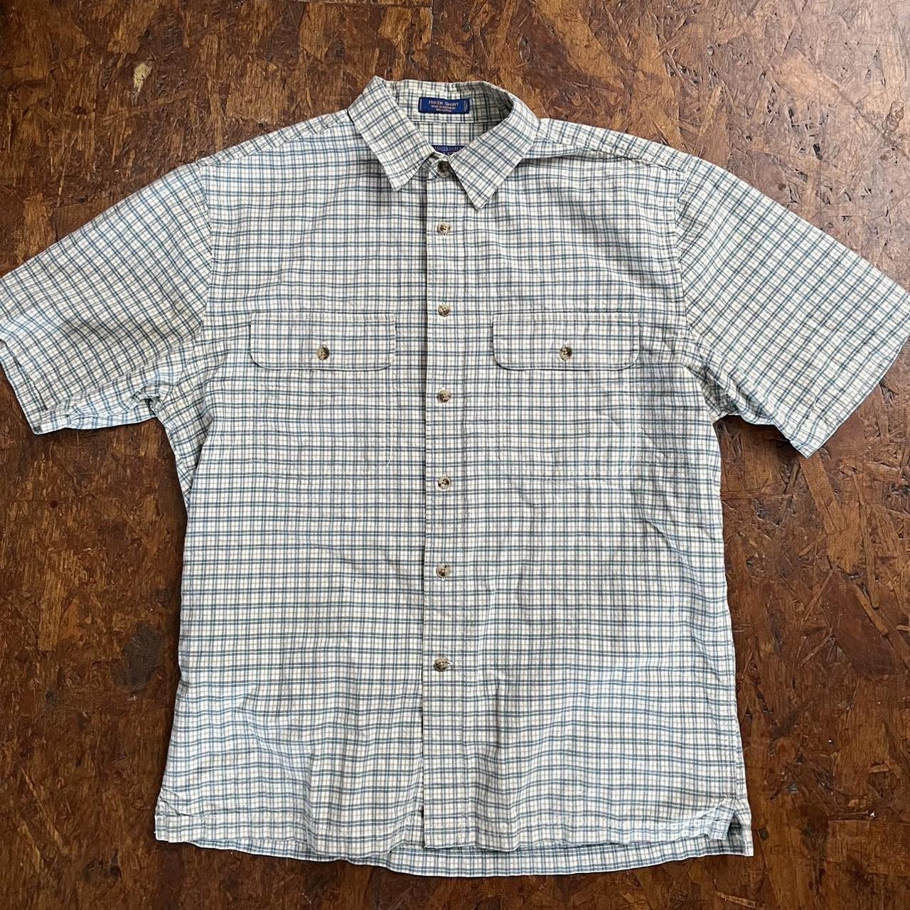 Pendleton Men's White and Blue Shirt | Depop
