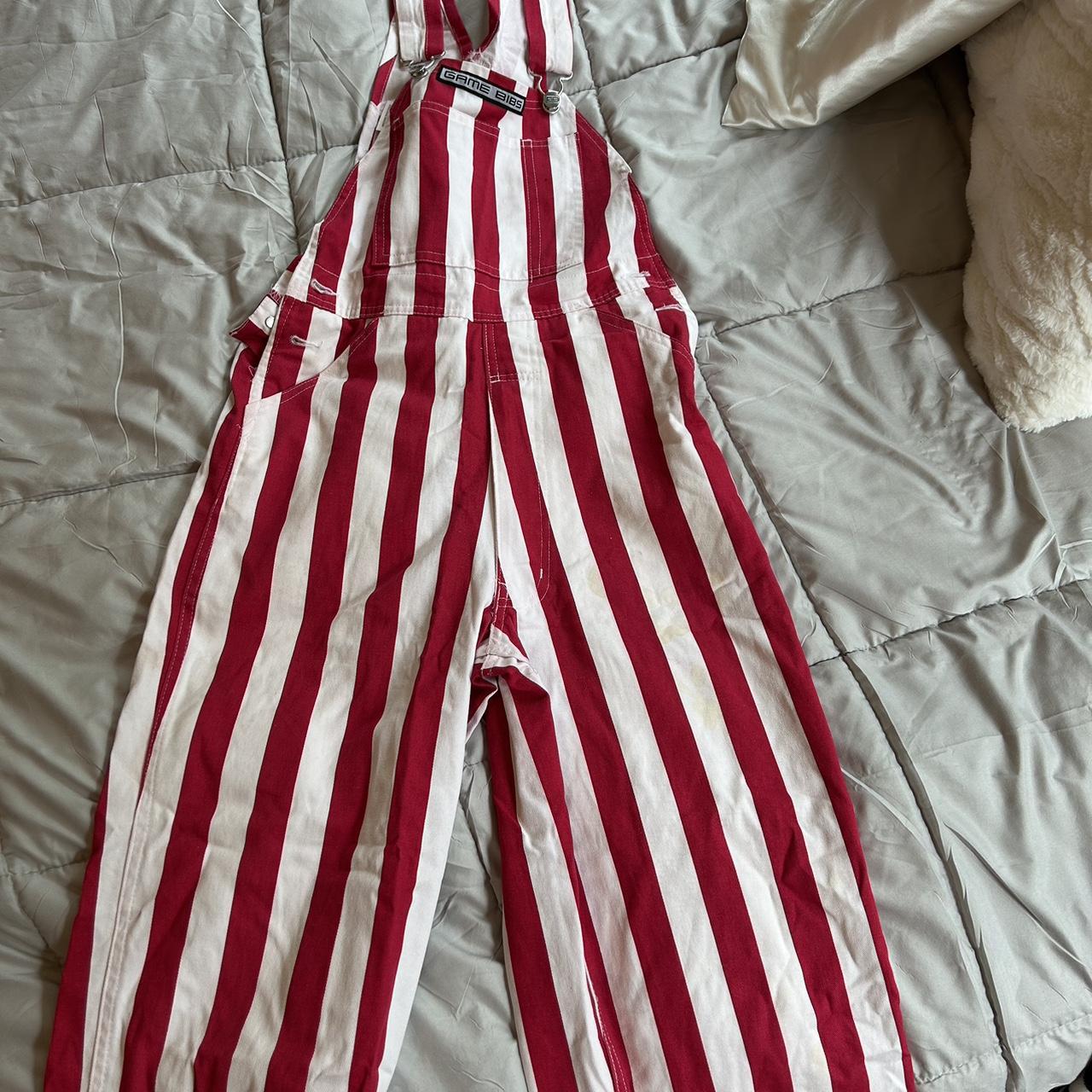 Red and white game day overalls xs - Depop