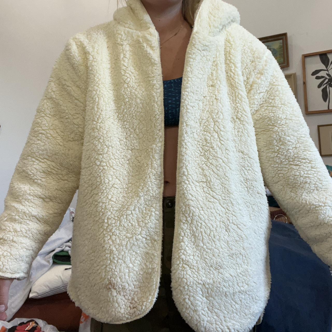 Cream colored urban outfitters fluffy coat. Small... - Depop