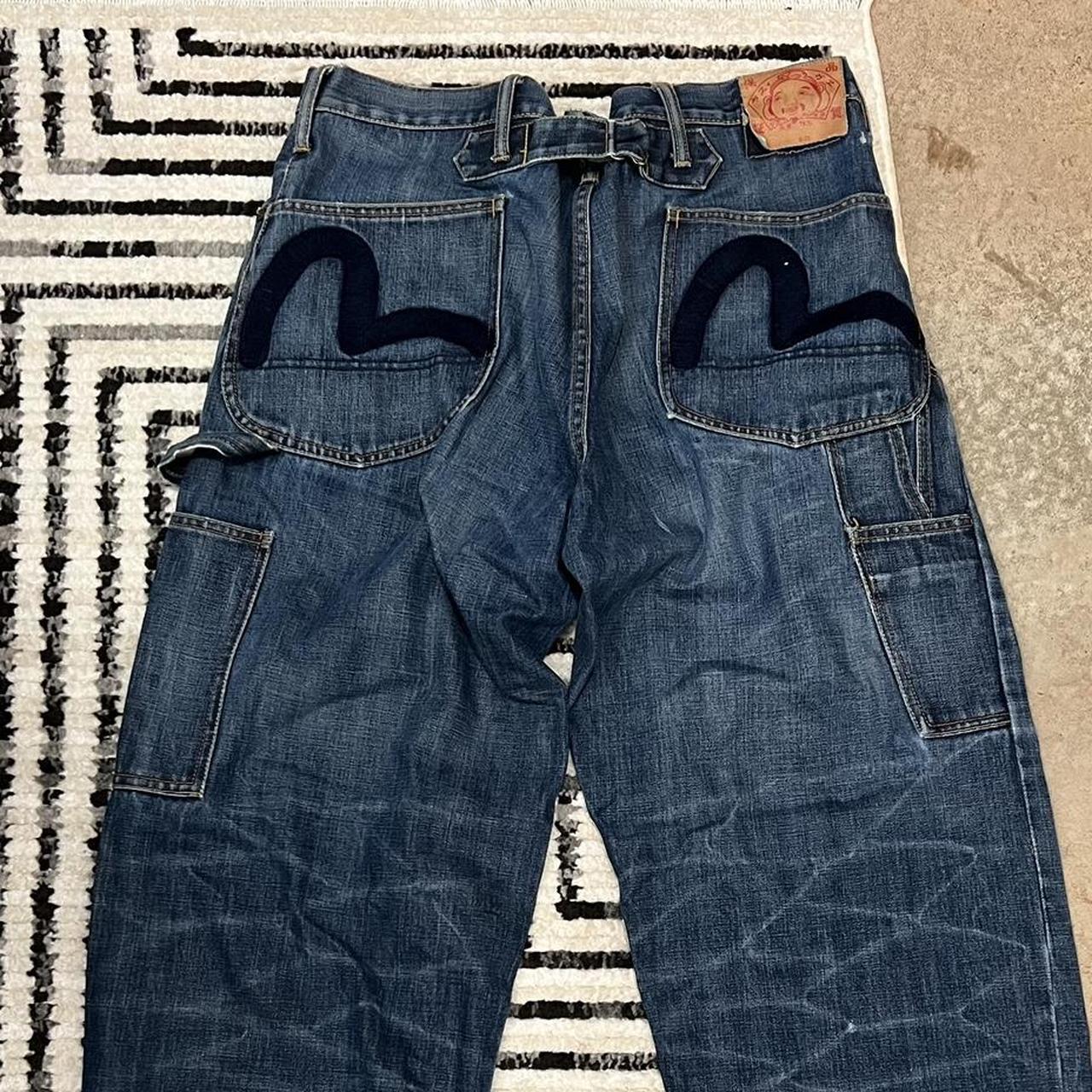Evisu Men’s straight leg embroidered jeans - Depop