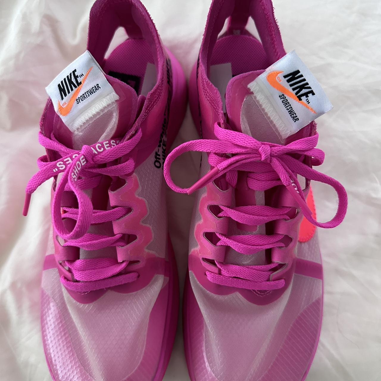 Nike x Off White Zoom Fly Pink US 8 UK 7 Excellent... - Depop