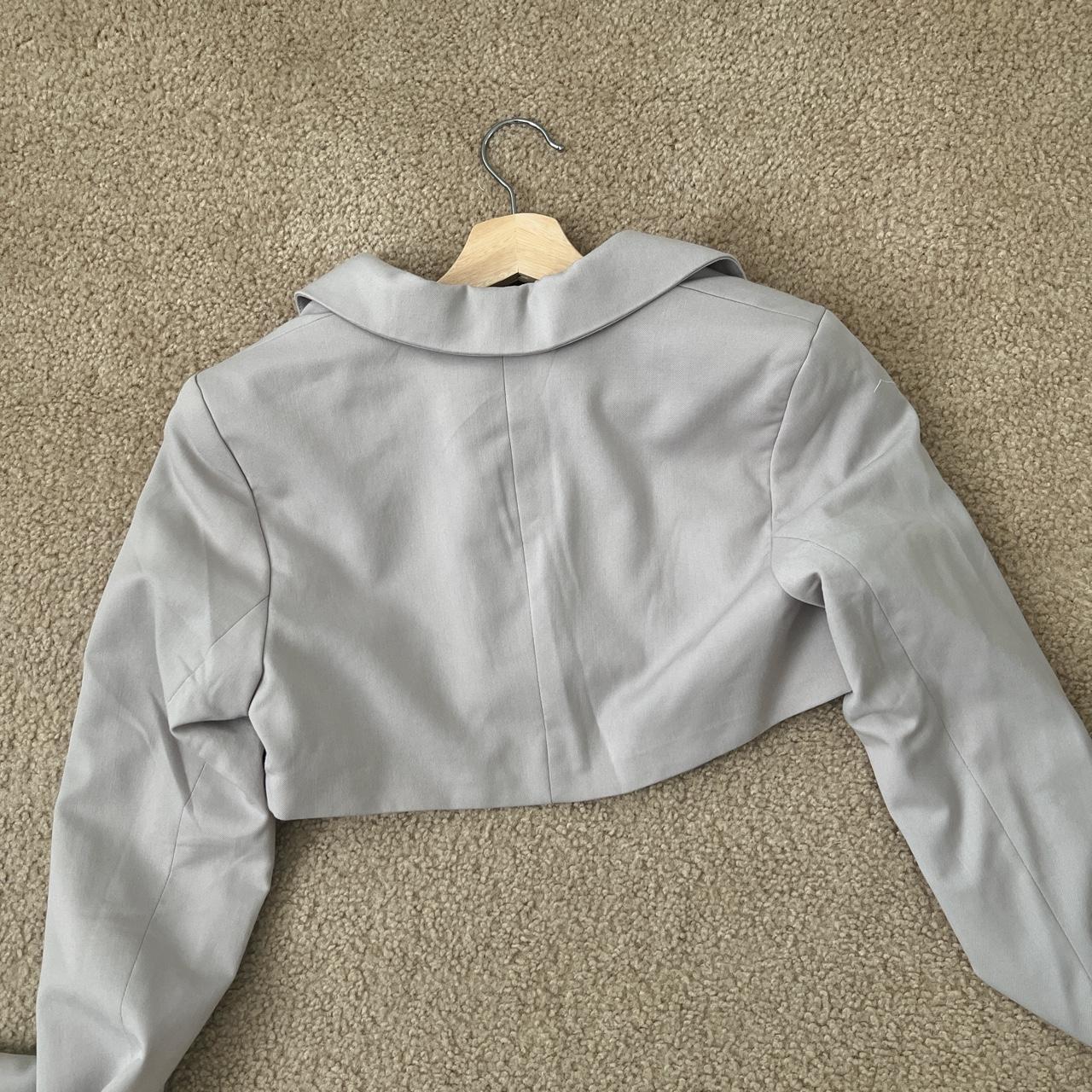 Hm cropped blazer Color: khaki with green/gray... - Depop