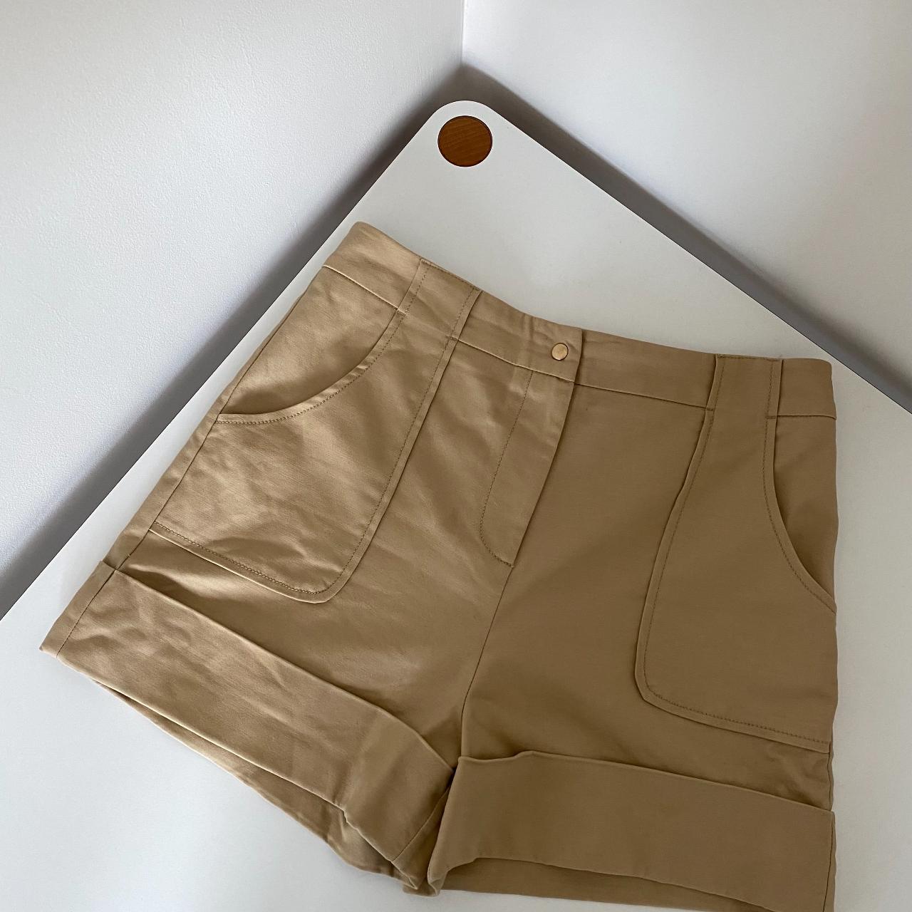 Petite Khaki Structured Shorts Khaki/ Tan structured... - Depop