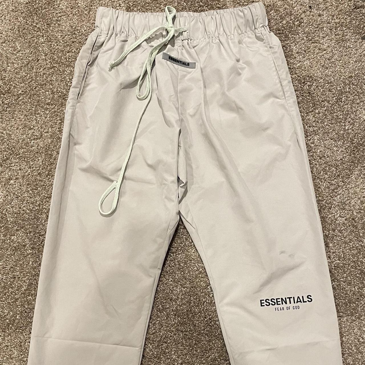 essentials tan track lounge pants || great condition... - Depop