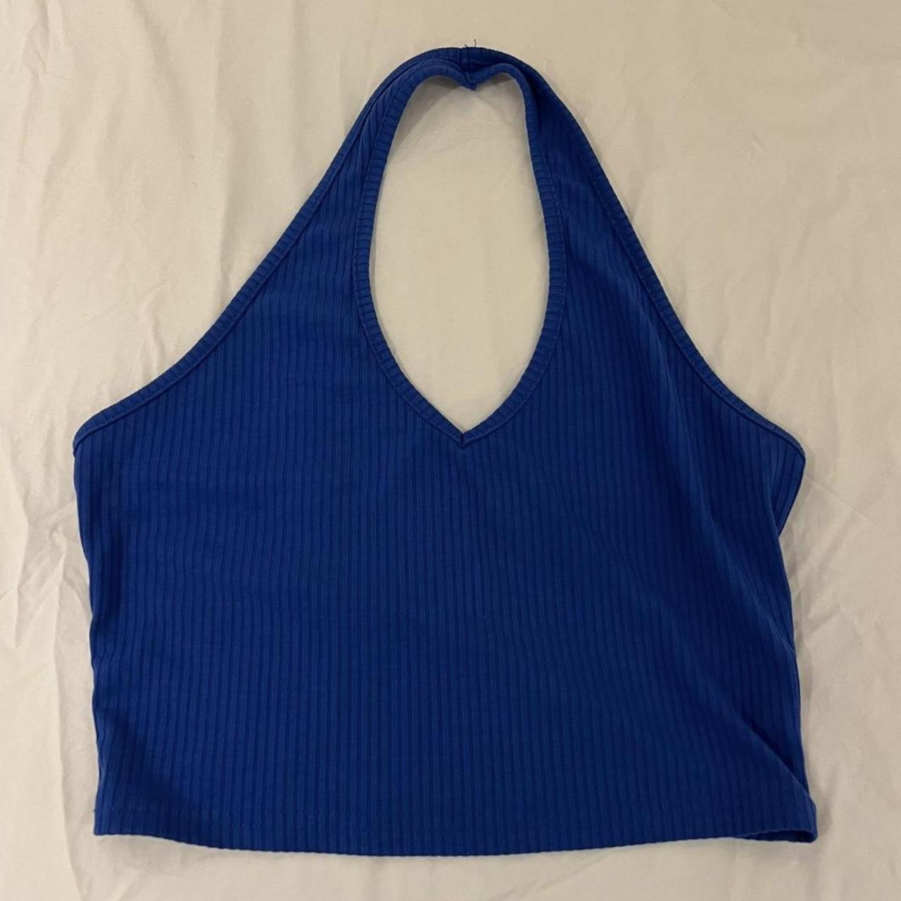 blue halter neck top - will fit sizes 6/8 - Depop