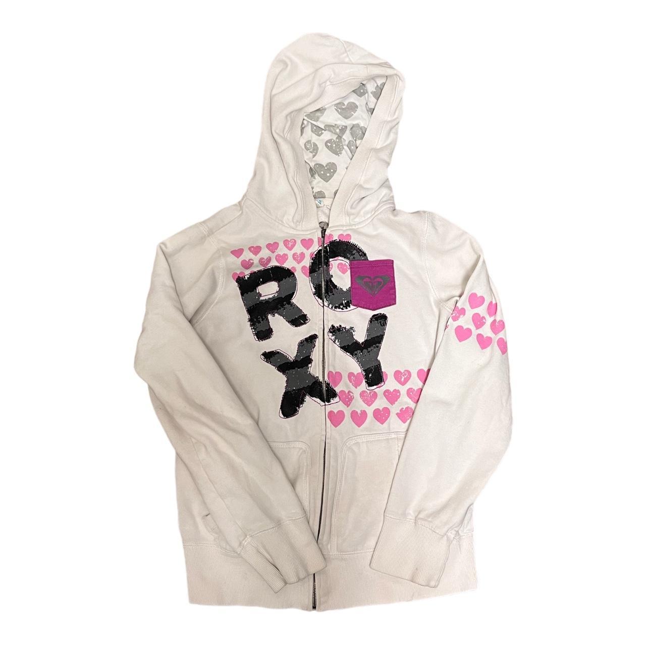 Y2k roxy zipup hoodie Size youth xl - Depop