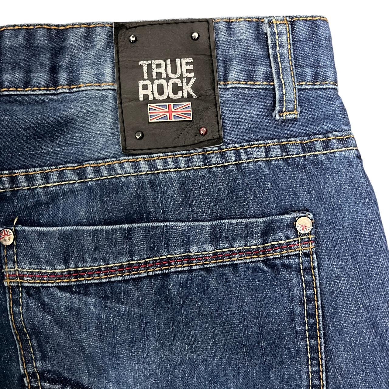 wide leg baggy embroidered distressed... - Depop