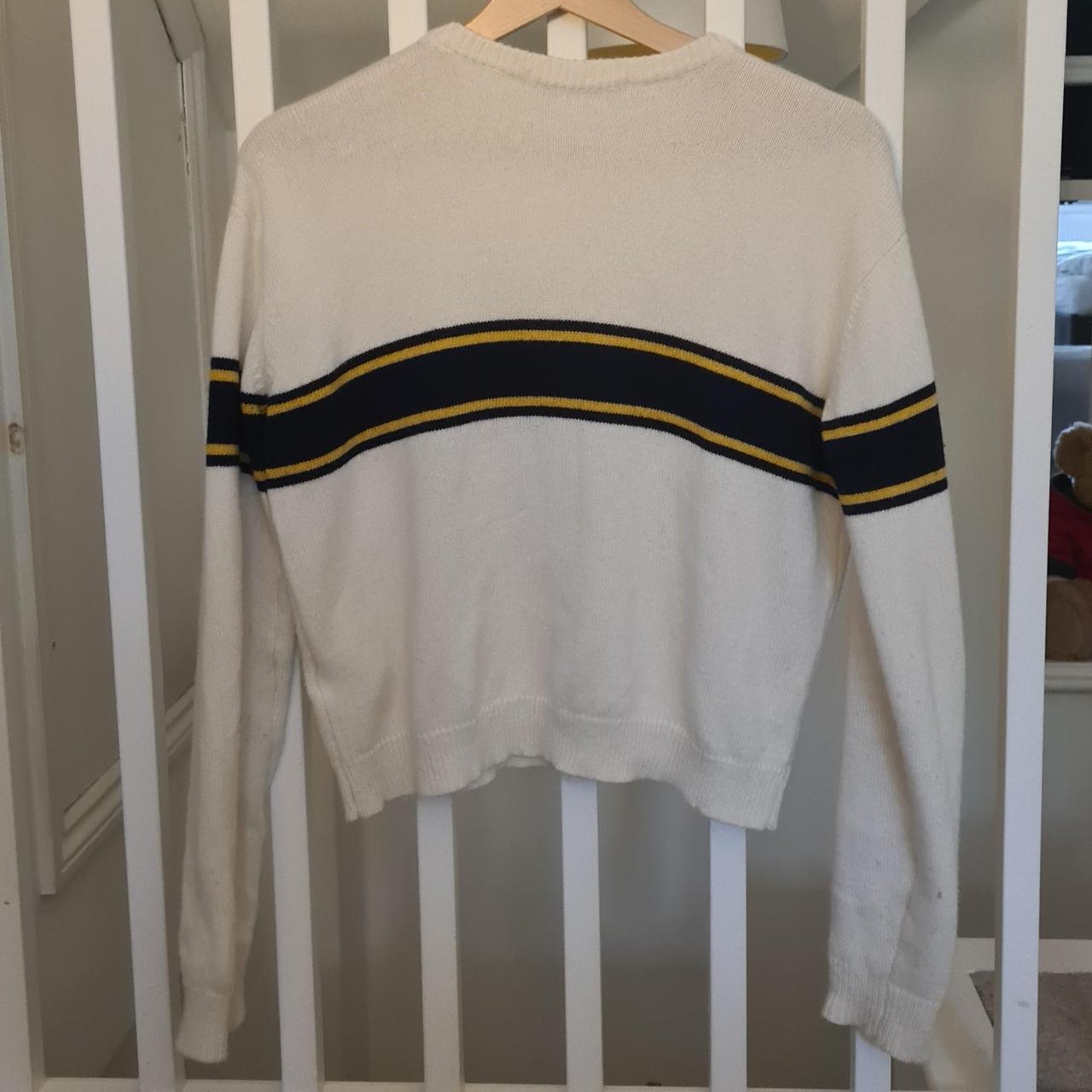 Brandy melville "New york" jumper - cream navy and... - Depop