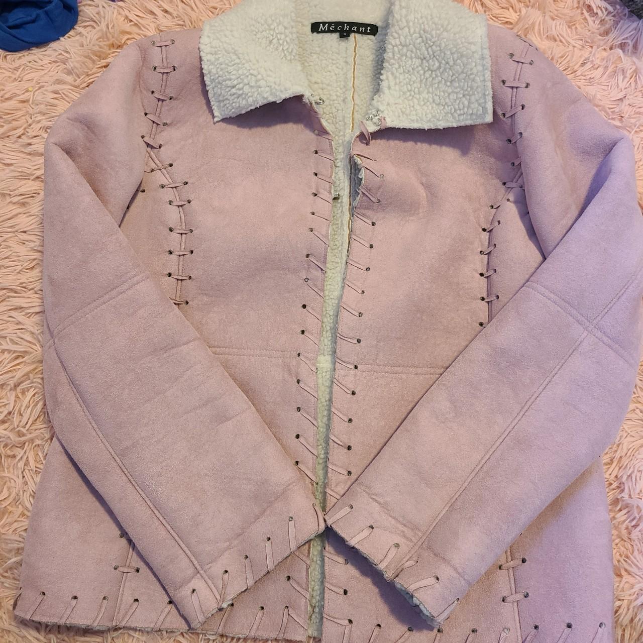 unique suede pink jacket. Lined with fuzzy material,... - Depop