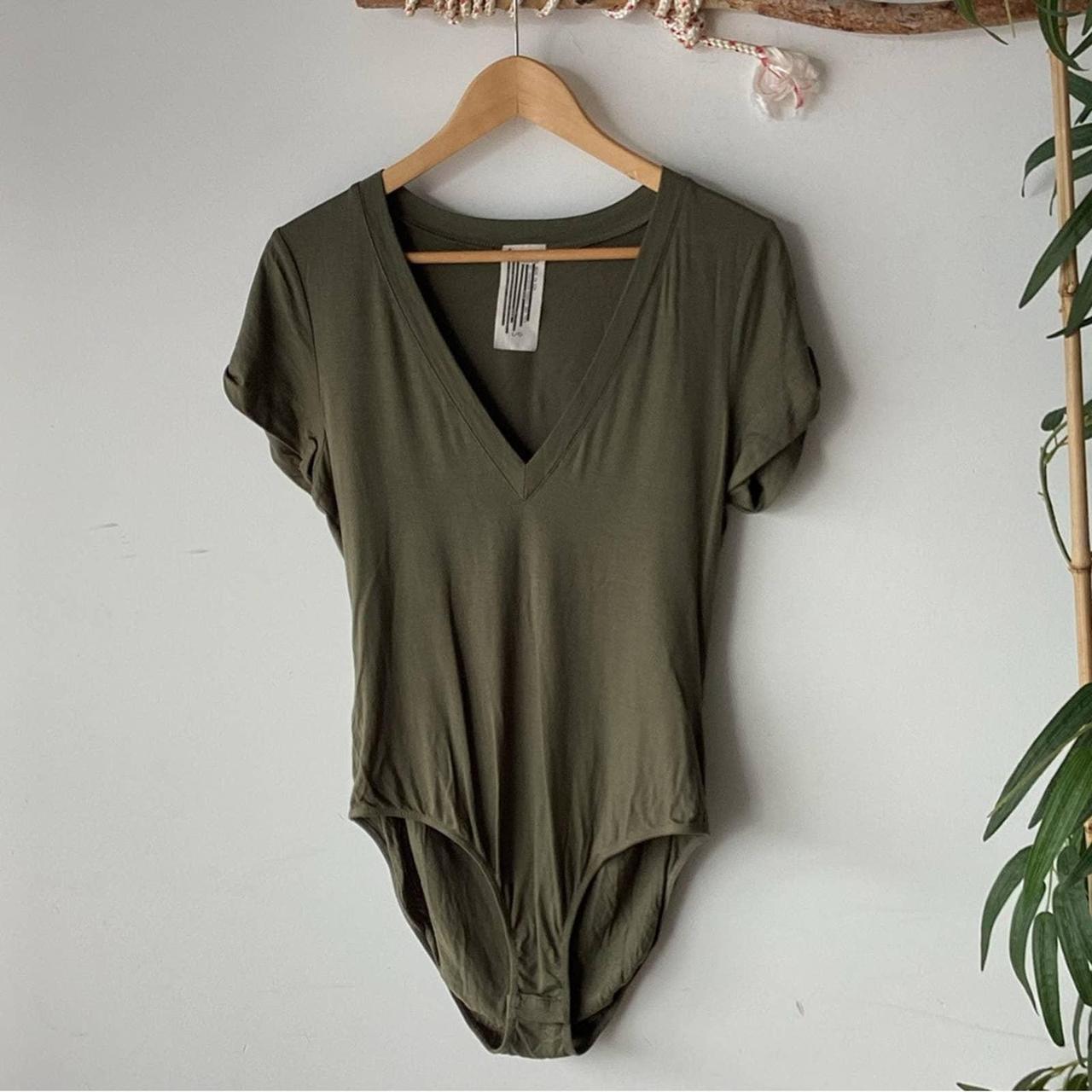 Free People Green VCut Tshirt Dress Size:... - Depop