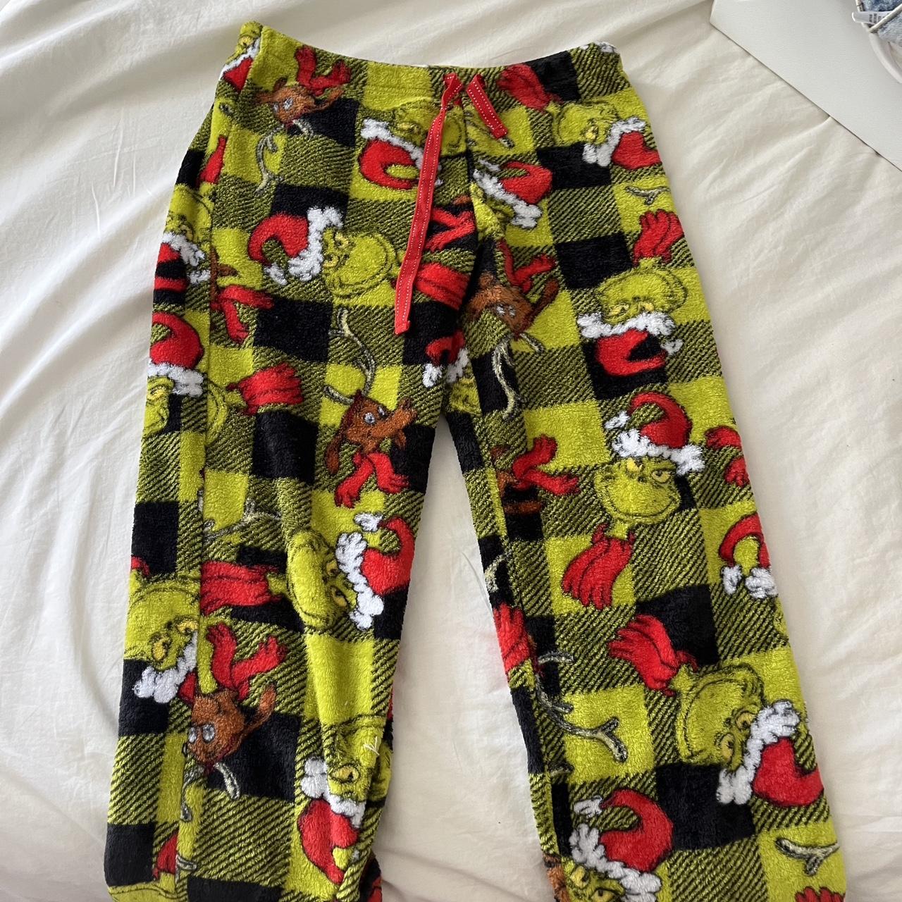 grinch fluffy pj pants so comfy! size medium but... - Depop