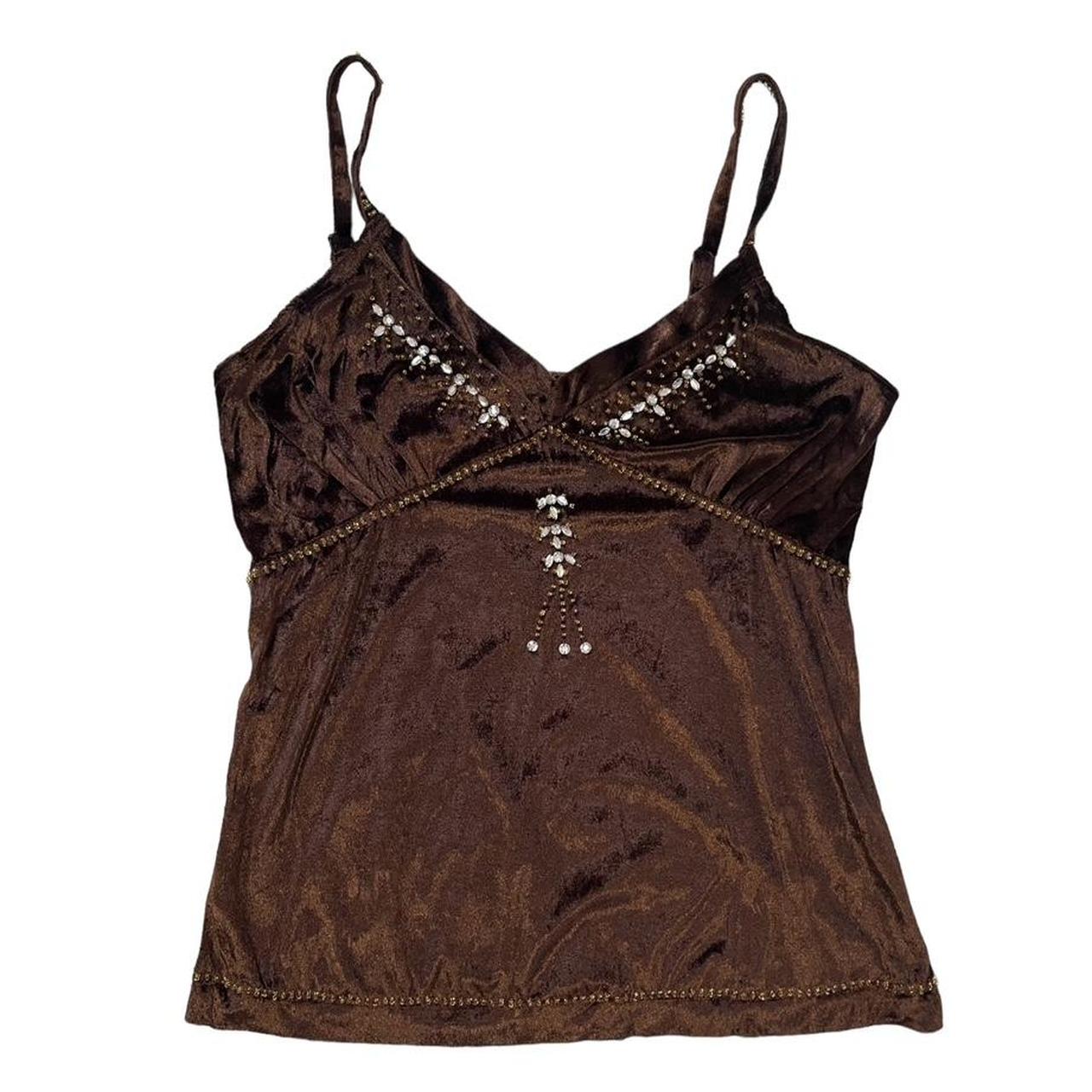 vintage tank vintage 2000s brown tank by Pretty... - Depop
