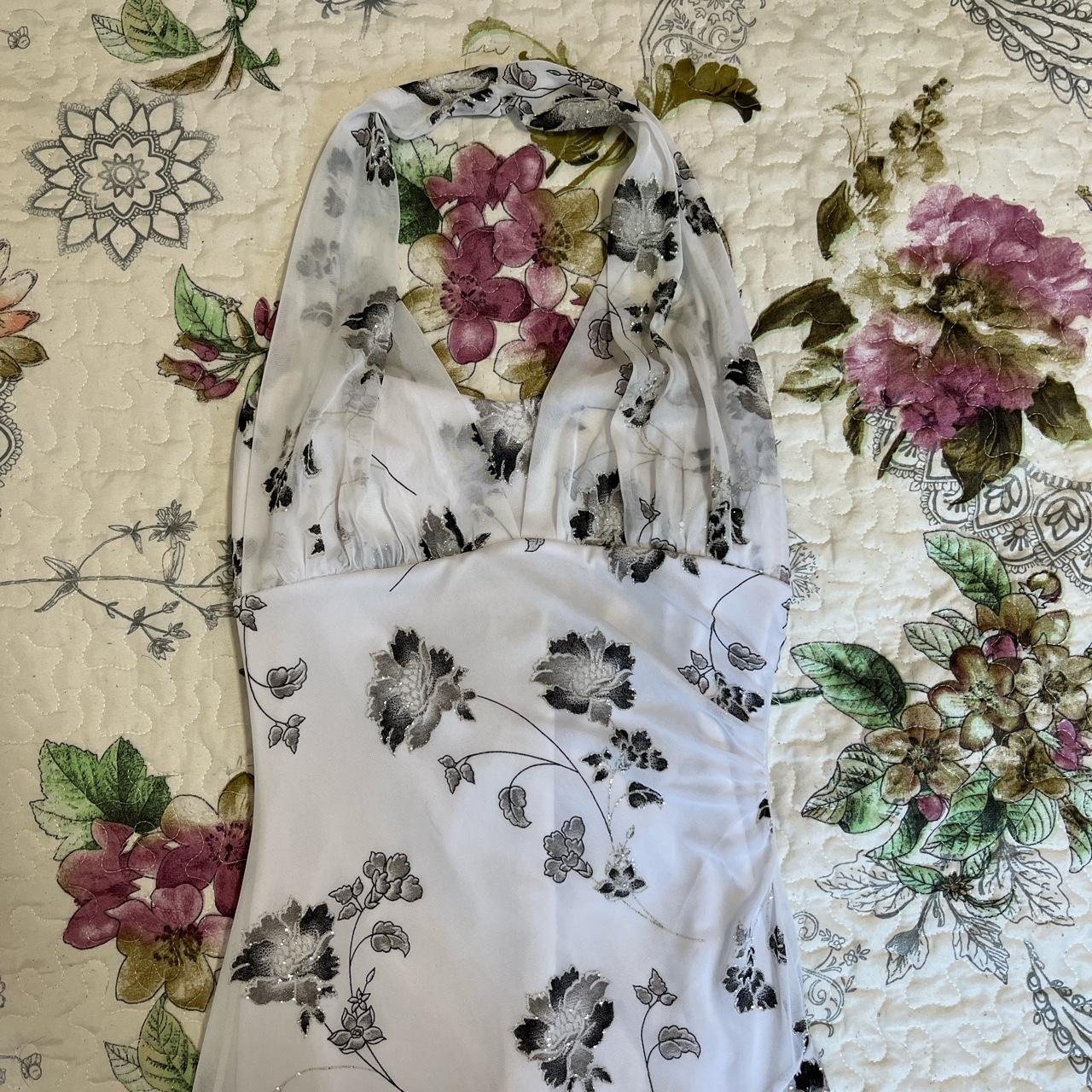 2000s halter dress vintage y2k floral dress by... - Depop