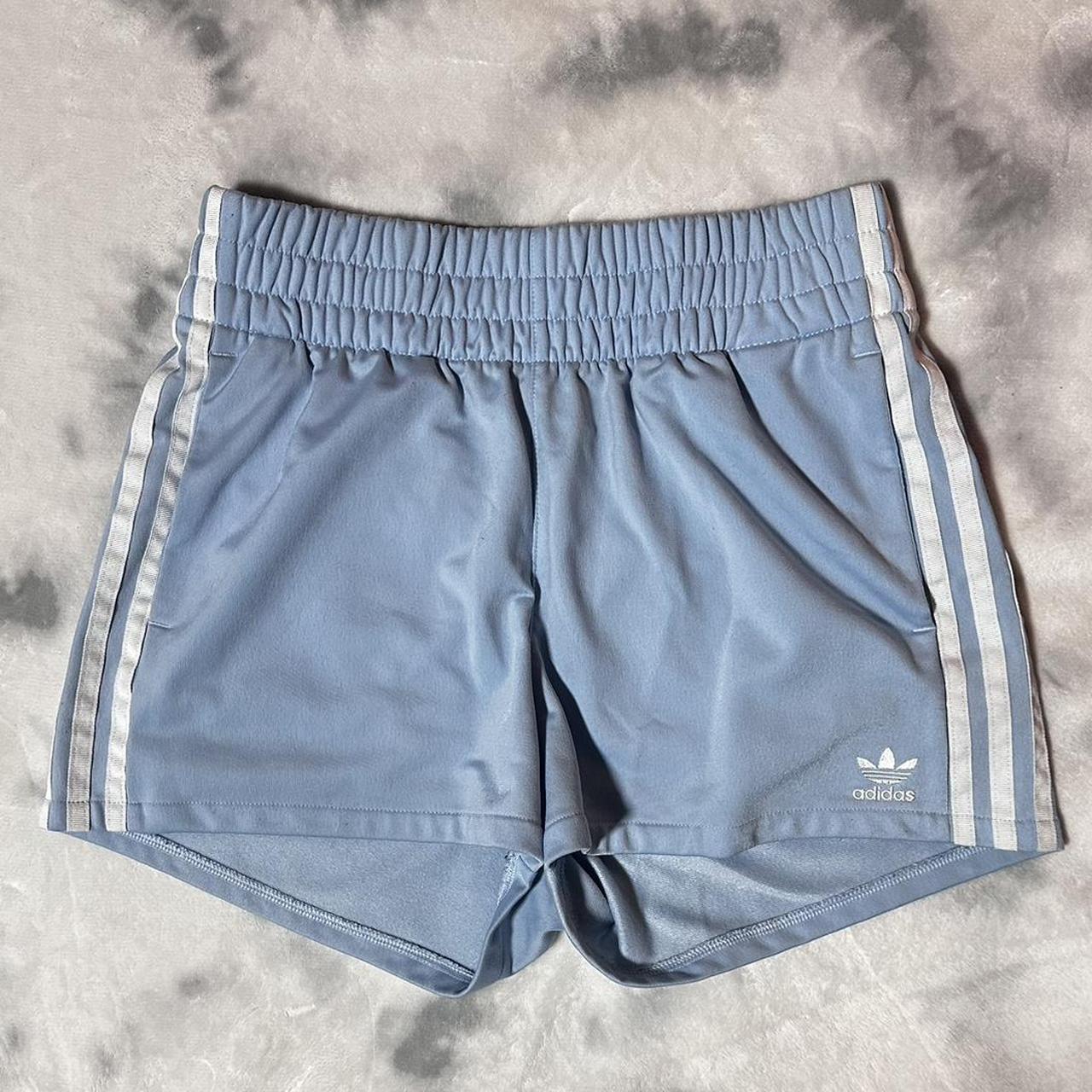 adidas light blue 3 stripe shorts. perfect light... - Depop