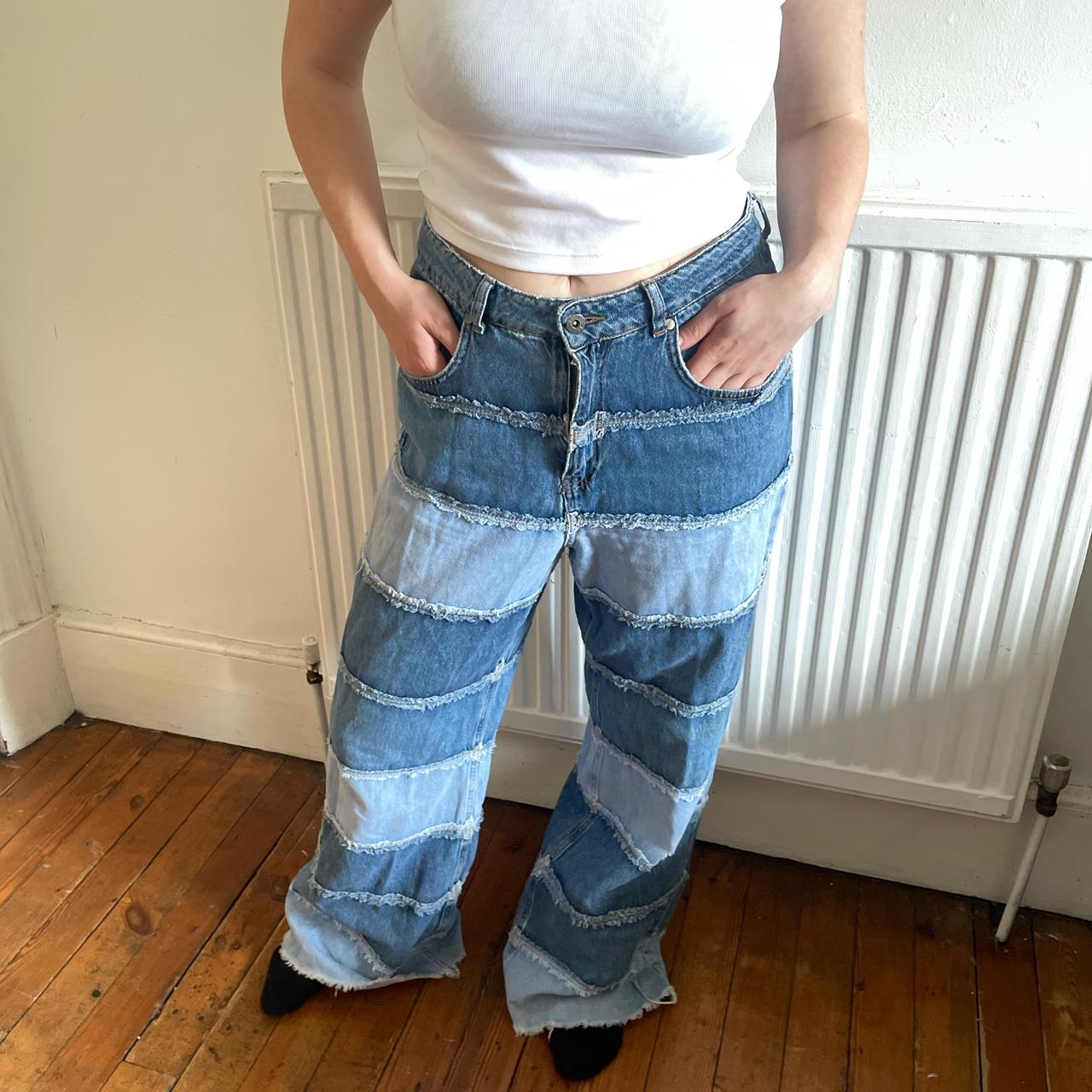 RAGGED patchwork denim jeans - Depop