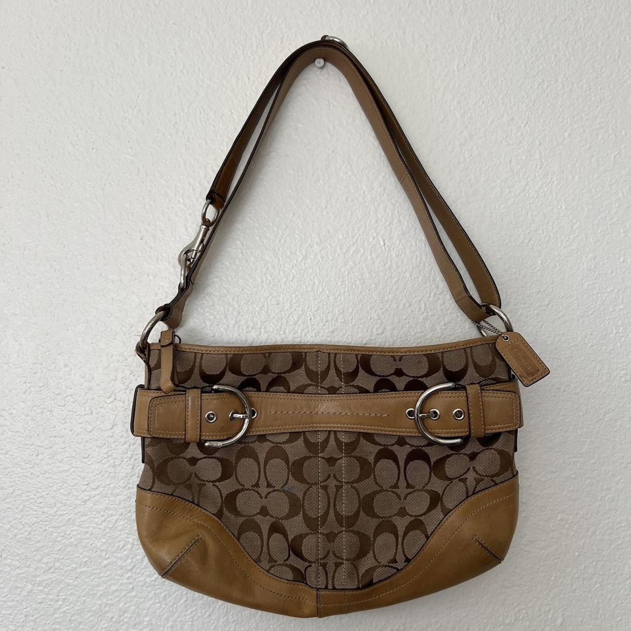 Vintage Coach Monogram Shoulder Bag - brown... | Depop