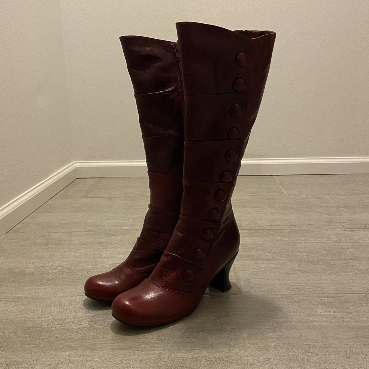 Miz Mooz Amelia Button Tall Boots -Beautiful Red... - Depop