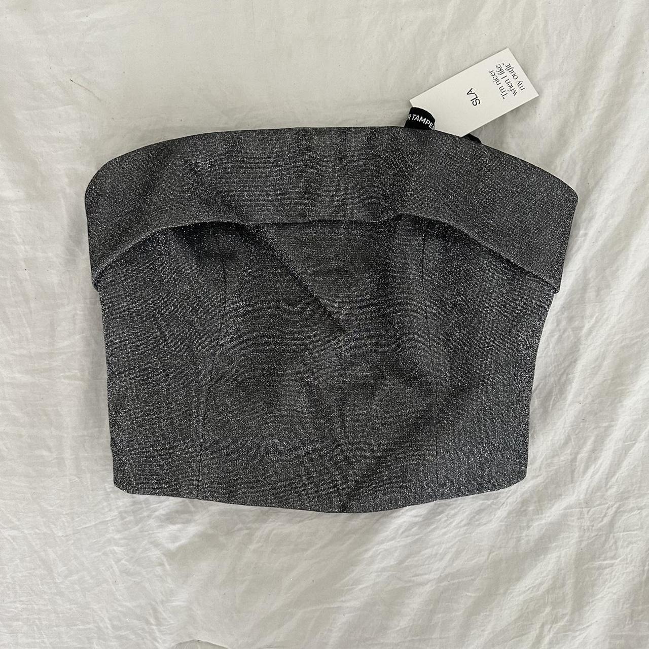 sla the label silver grey aries top glitter sparkly... - Depop