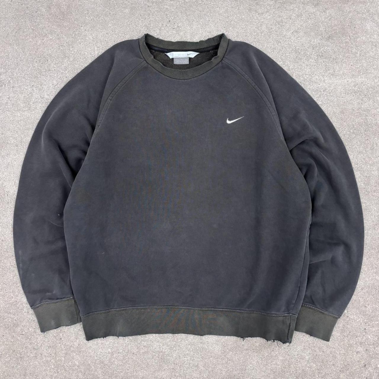 90s Vintage Sun Faded Black Nike Crewneck... | Depop