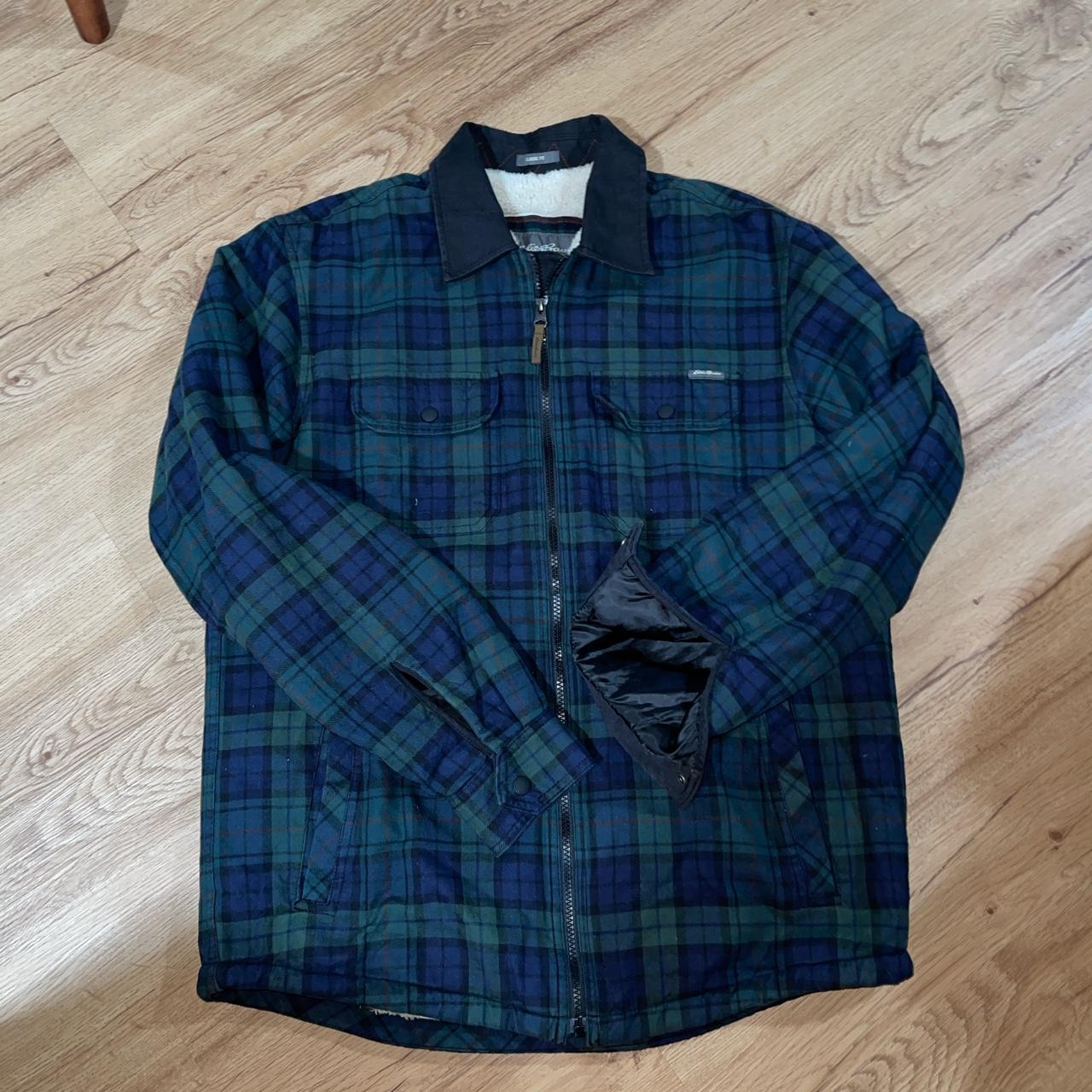 Eddie Bauer Flannel Fleece Lined Work Jacket... - Depop