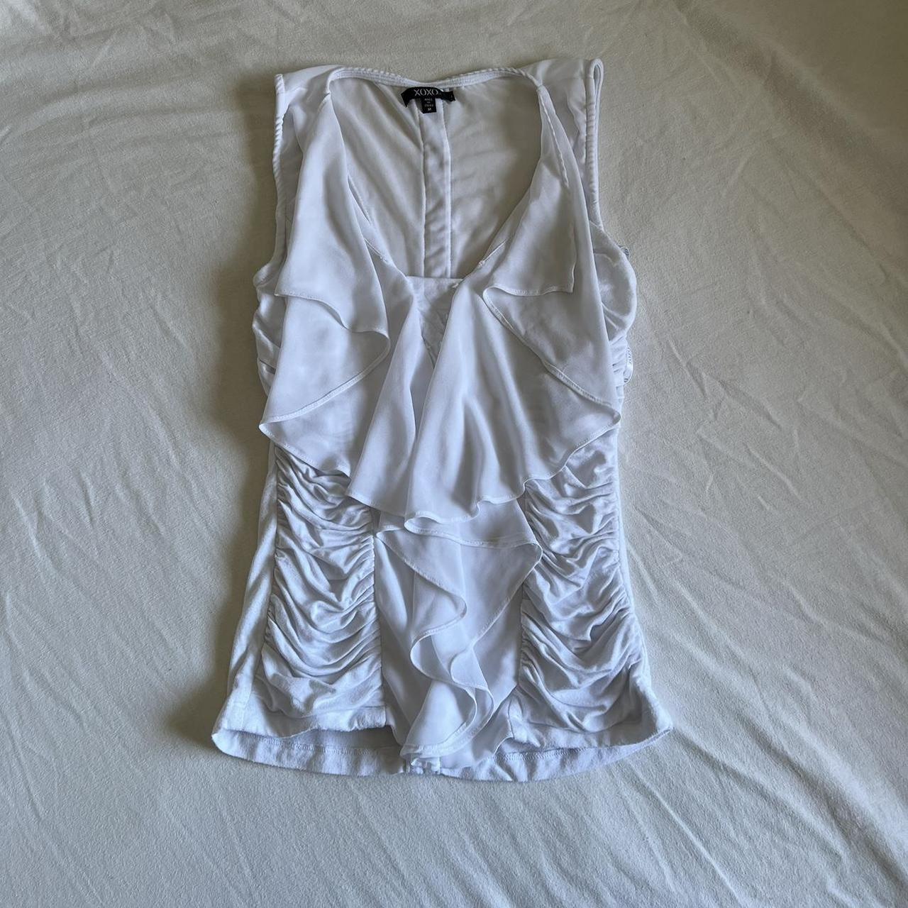 super cute white ruffle going out top giving nyc... - Depop