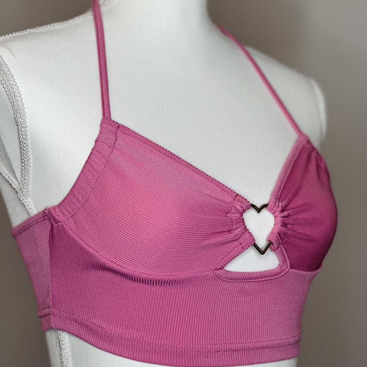 Pink Heart Cut-out Crop Top SHEIN Size XS Only Worn... - Depop