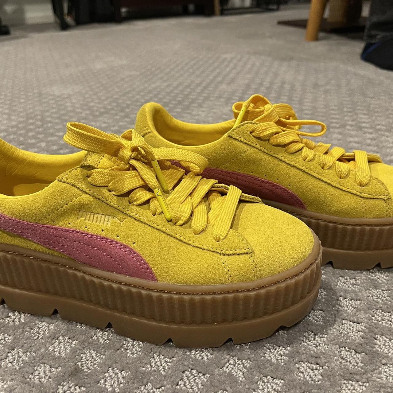 yellow and pink fenty x puma collab. worn once. in... - Depop