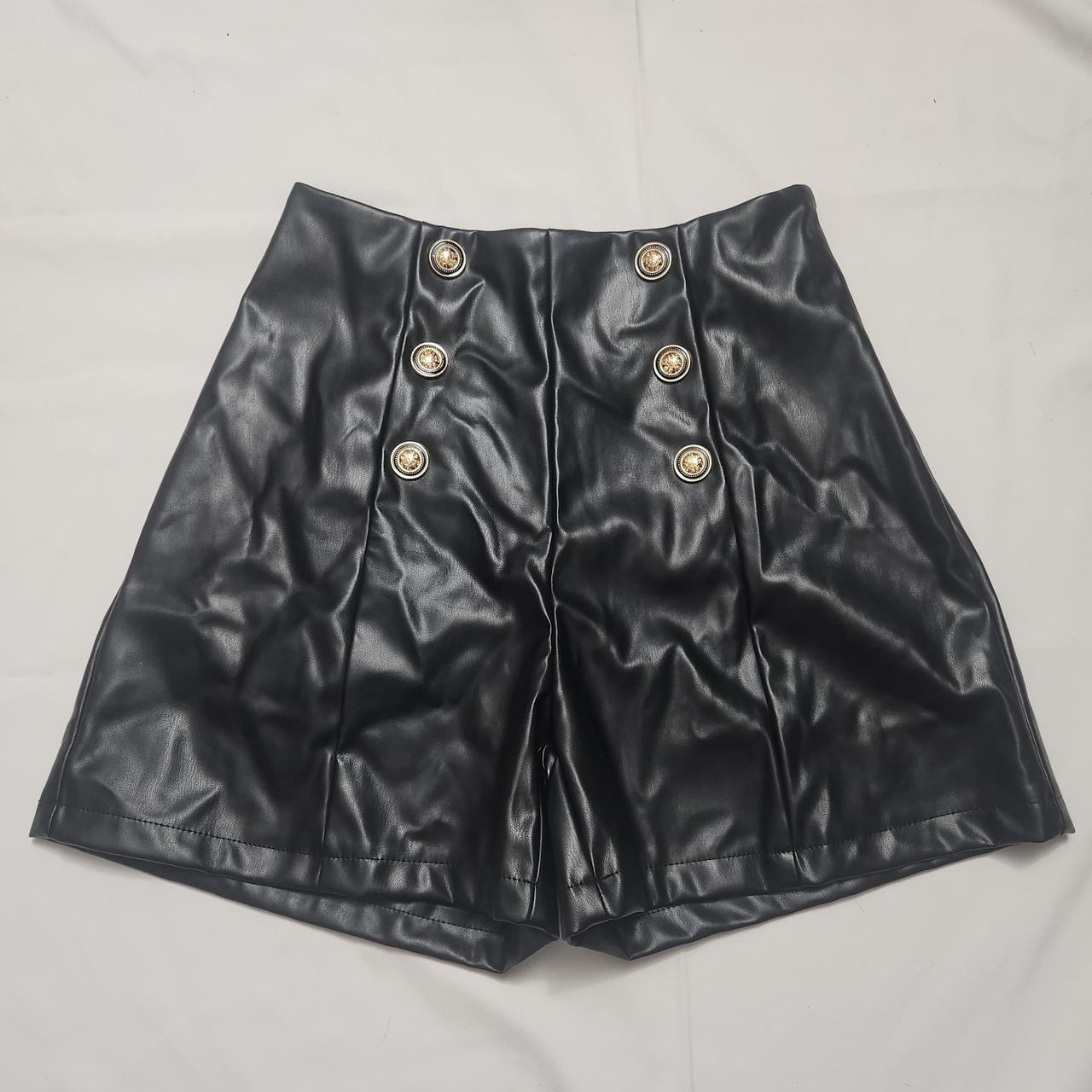 Drygoods pleather high waisted shorts Size:... - Depop