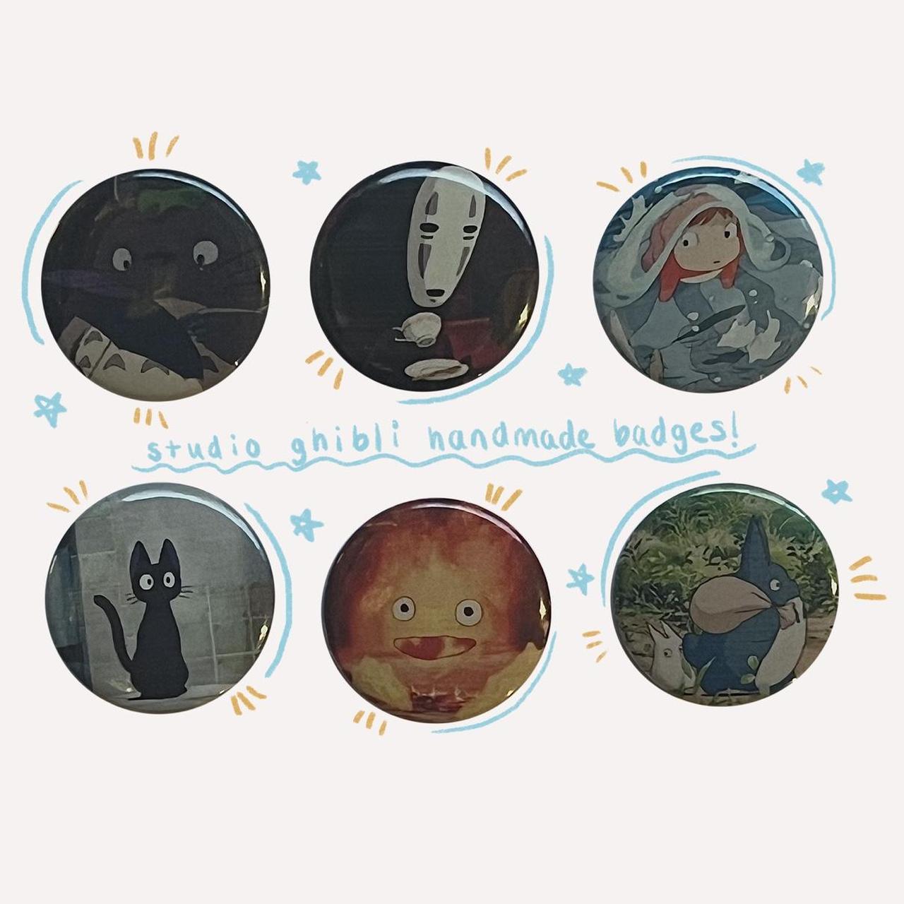 studio ghibli handmade badge set of six 25mm pins -... - Depop