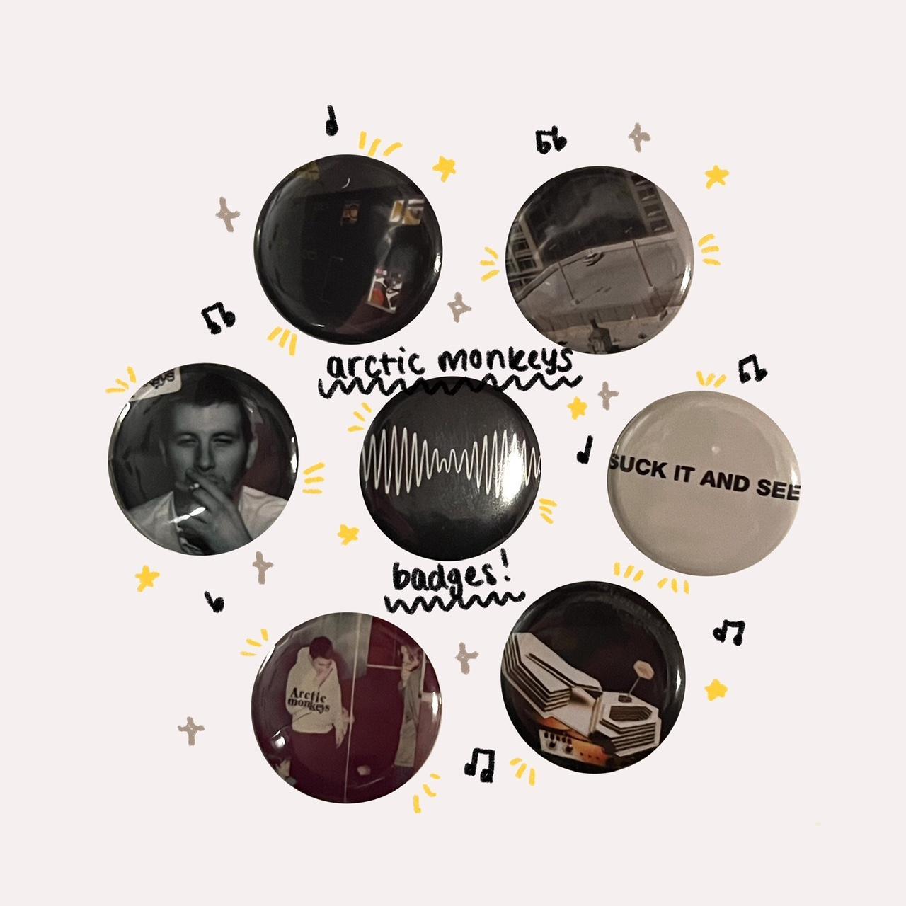 arctic monkeys handmade badge set a set of seven... | Depop