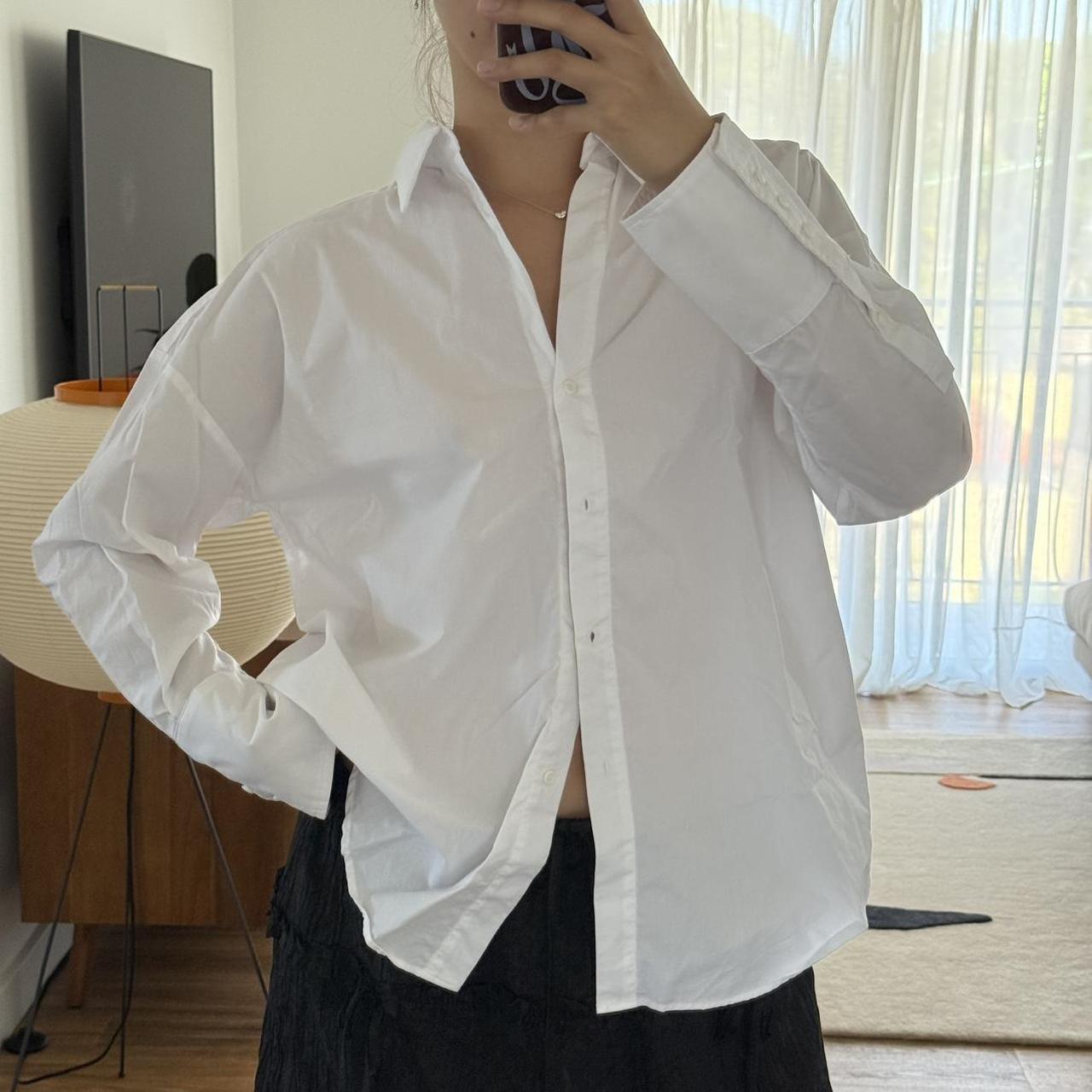 Lian Lou Oversized white shirt Cotton poplin Button... | Depop