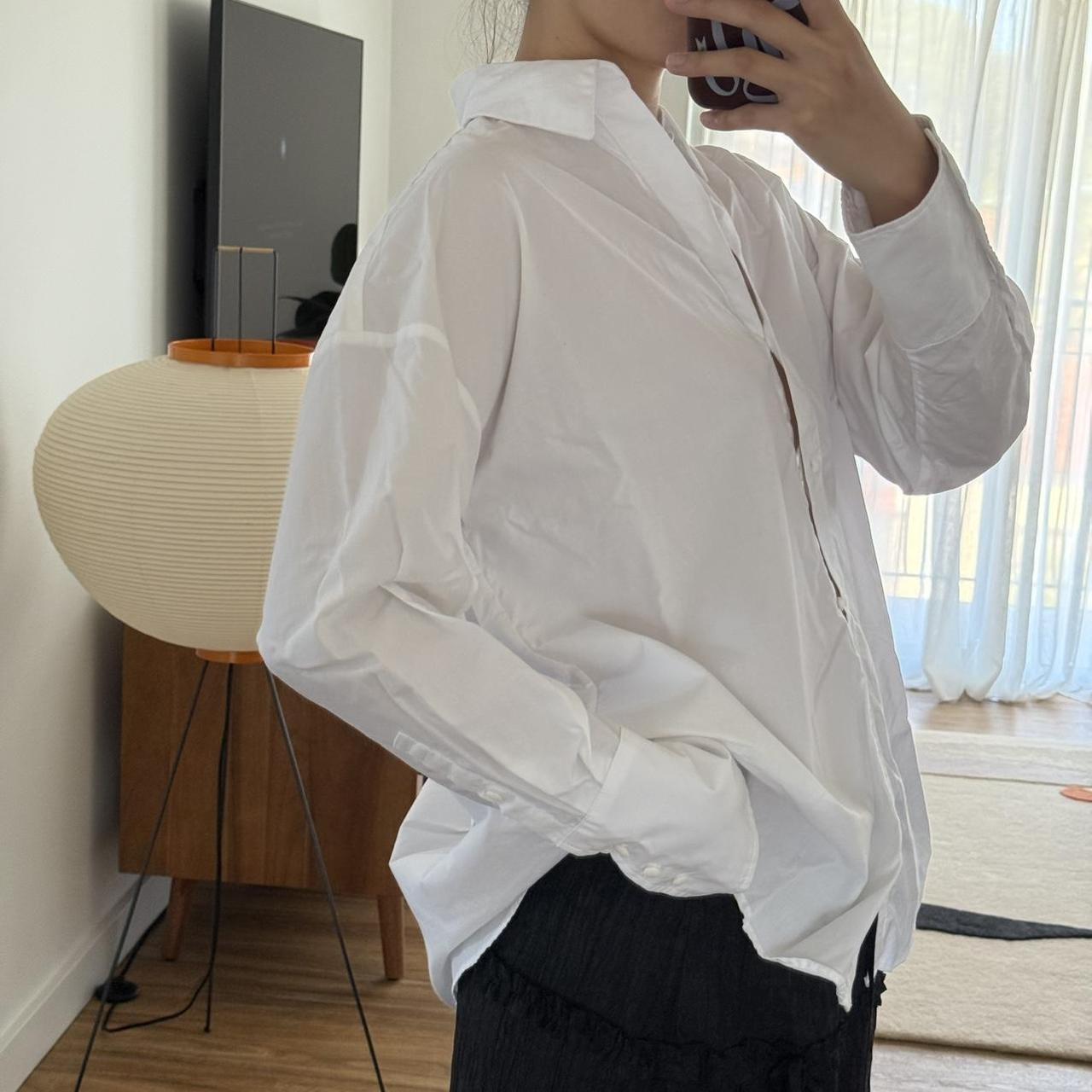 Lian Lou Oversized white shirt Cotton poplin Button... | Depop