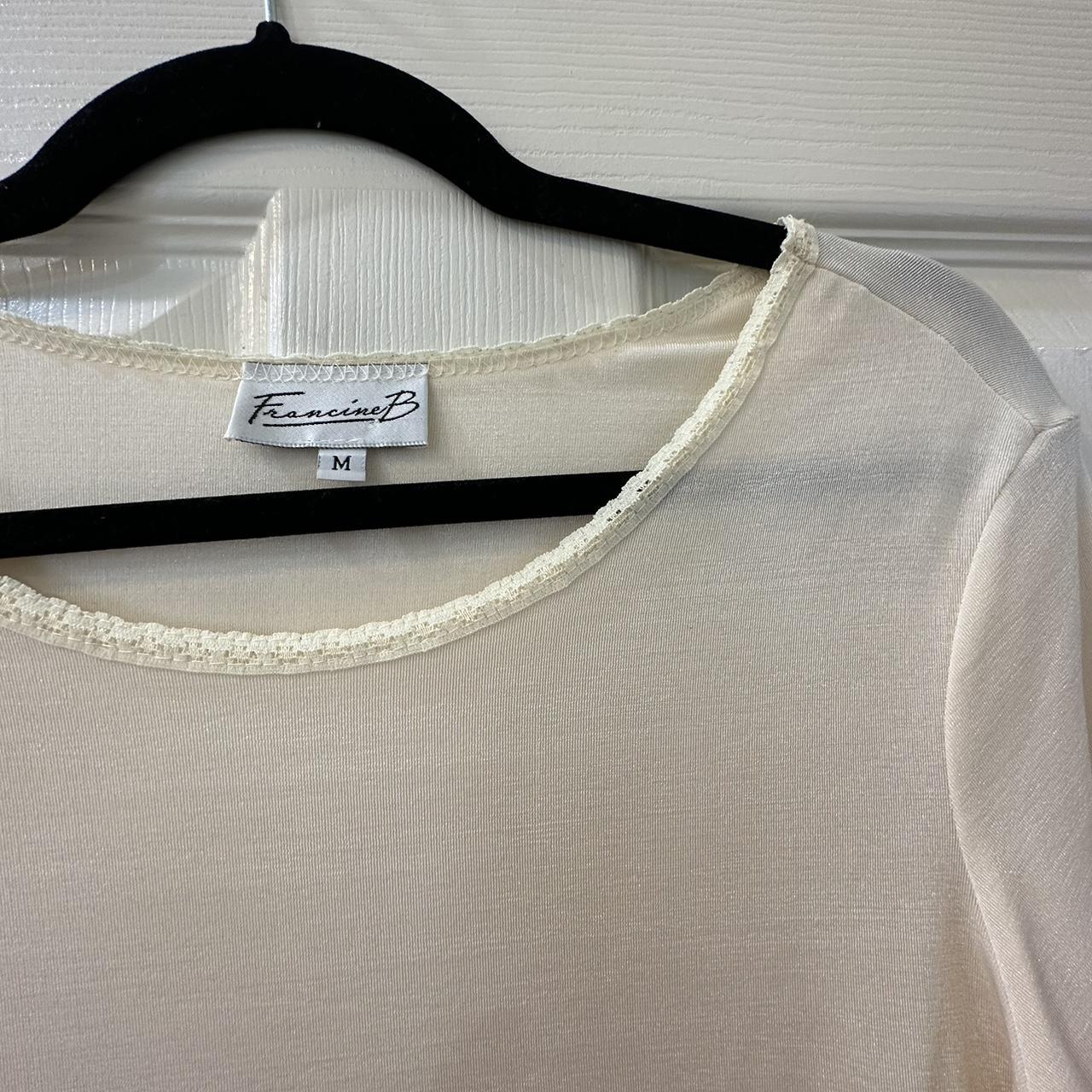 Vintage Francine B lace trim pointelle tee - size... - Depop