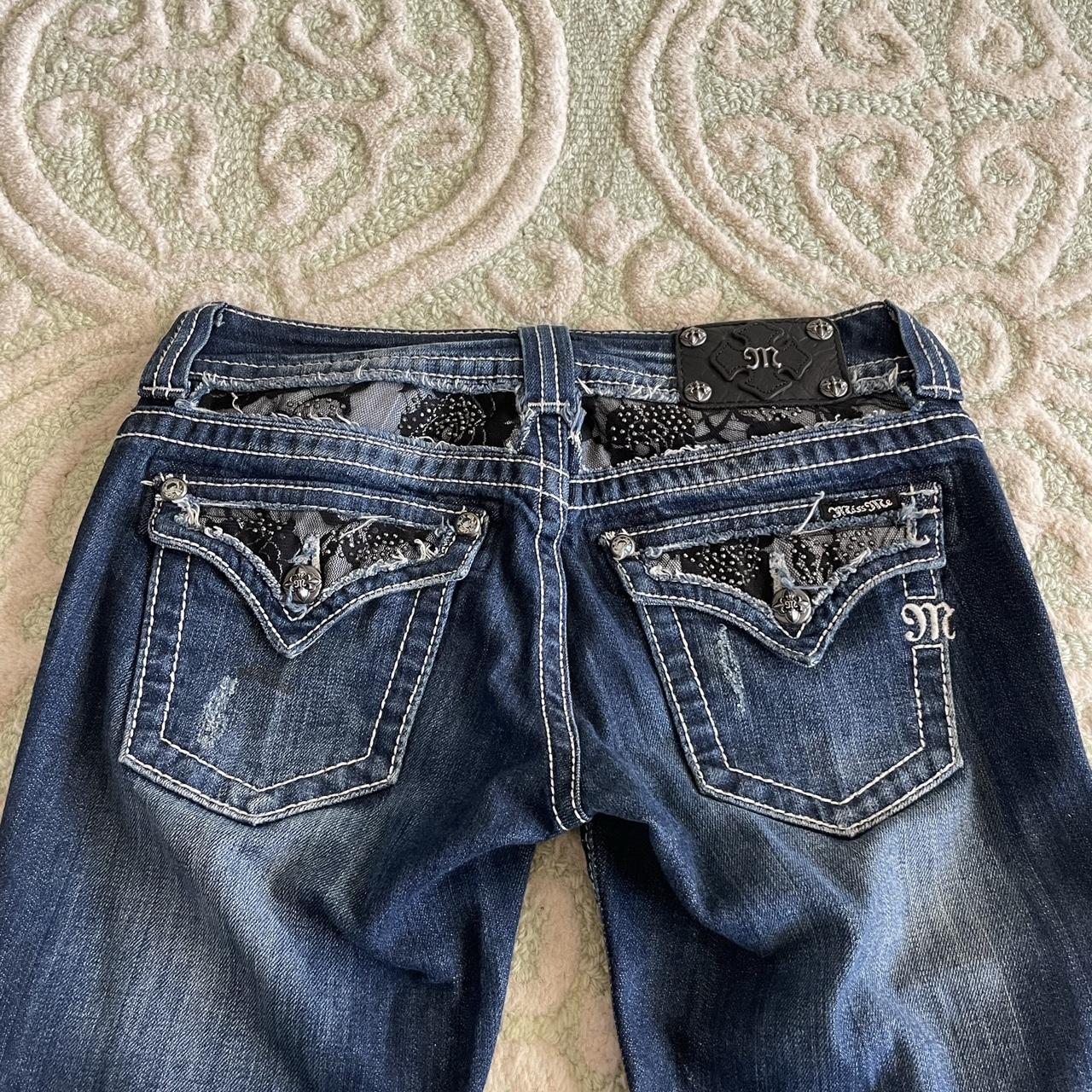 Miss Me Black Floral/Lace jeans #missme #vintage... - Depop