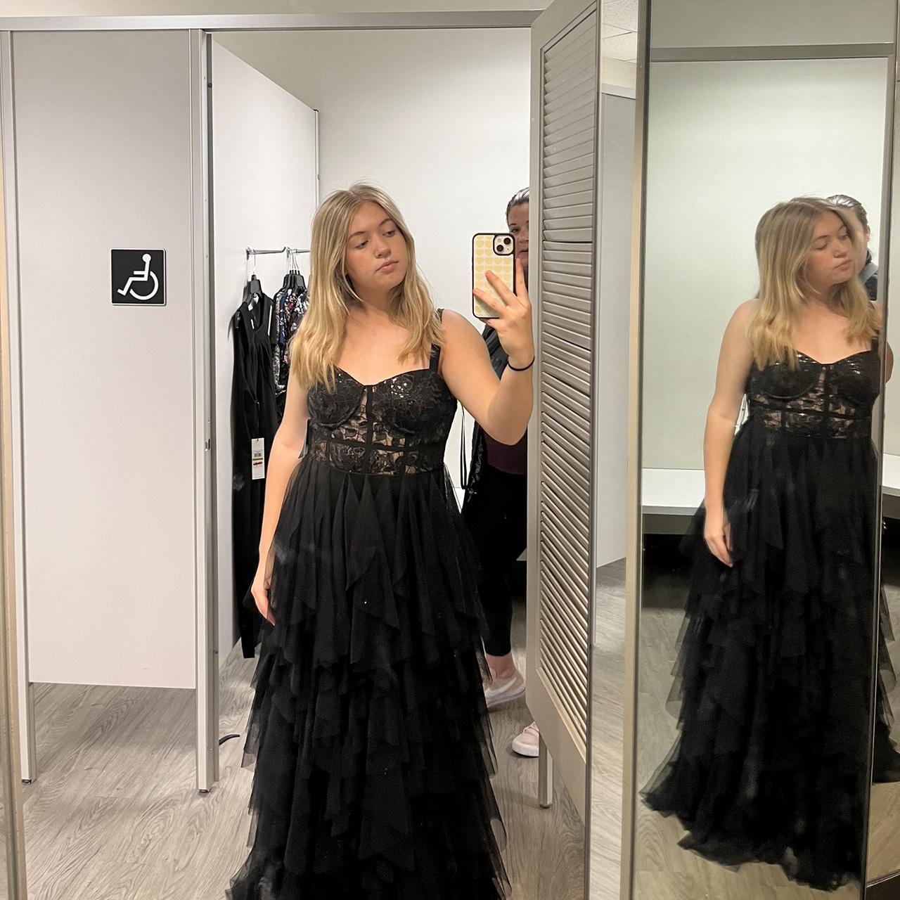 Black Layered Prom Dress super beautiful lace,... - Depop