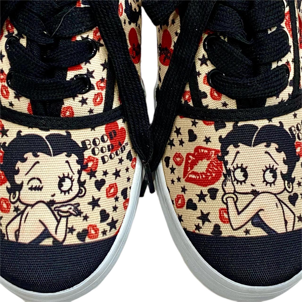 Vintage Betty Boop Red/Black Lace Up Sneakers... - Depop