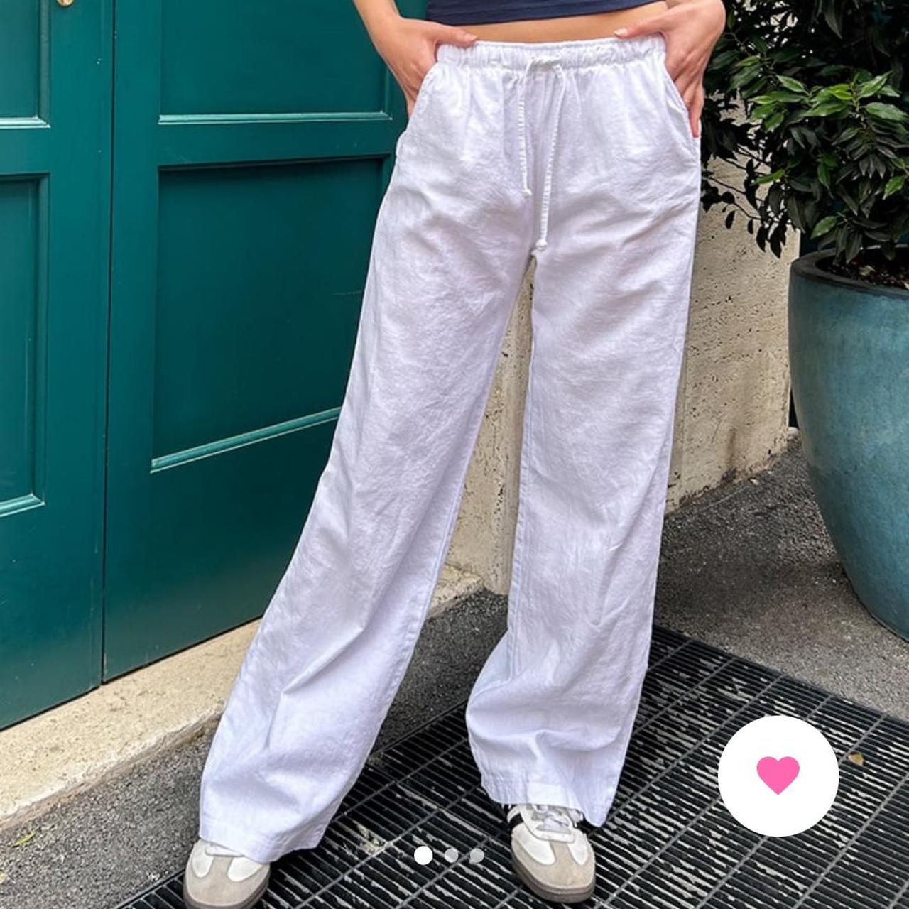 subdued linen pants / subdued white coulisse... - Depop