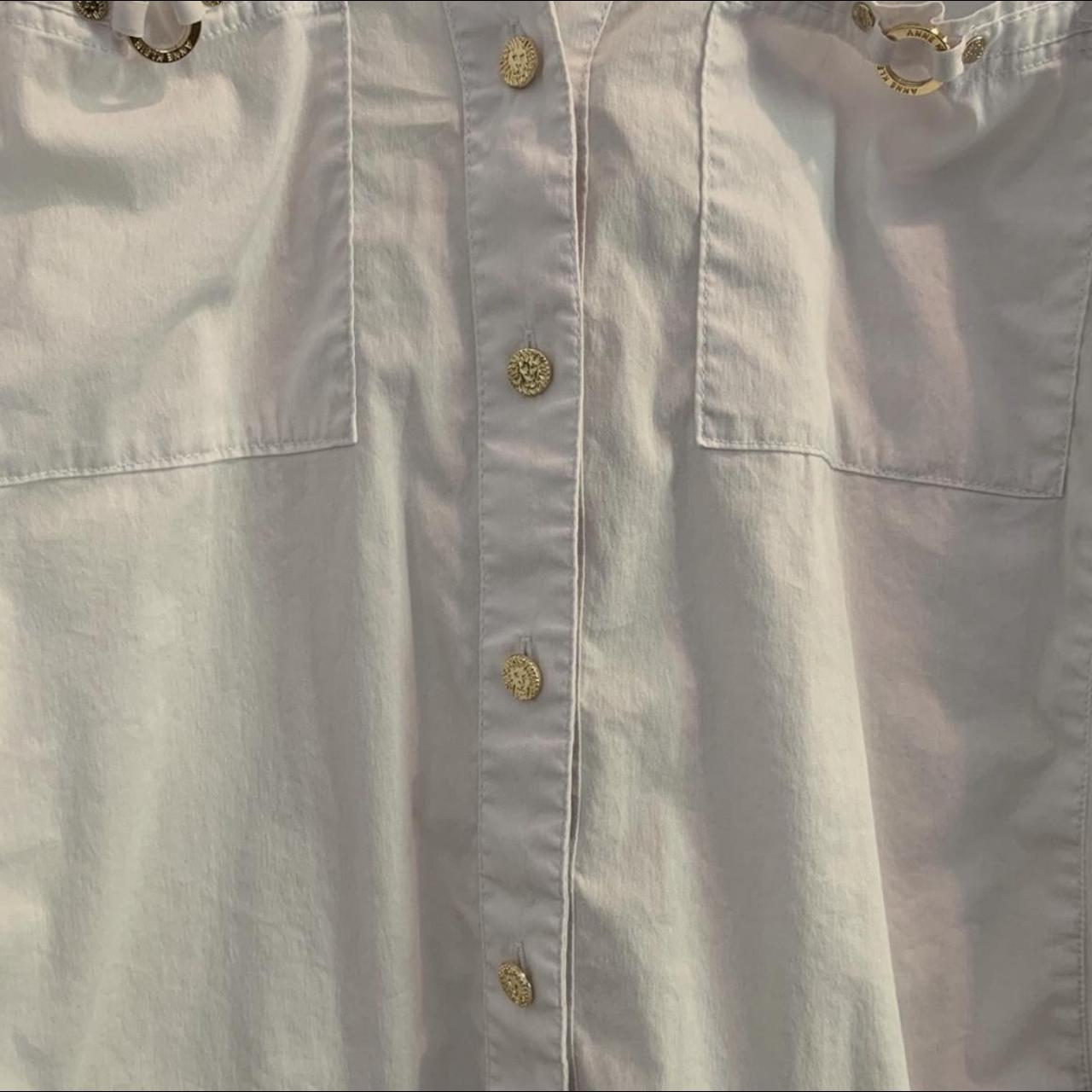 Vintage Anne Klein White Button-up Blouse. Gold Lion... - Depop