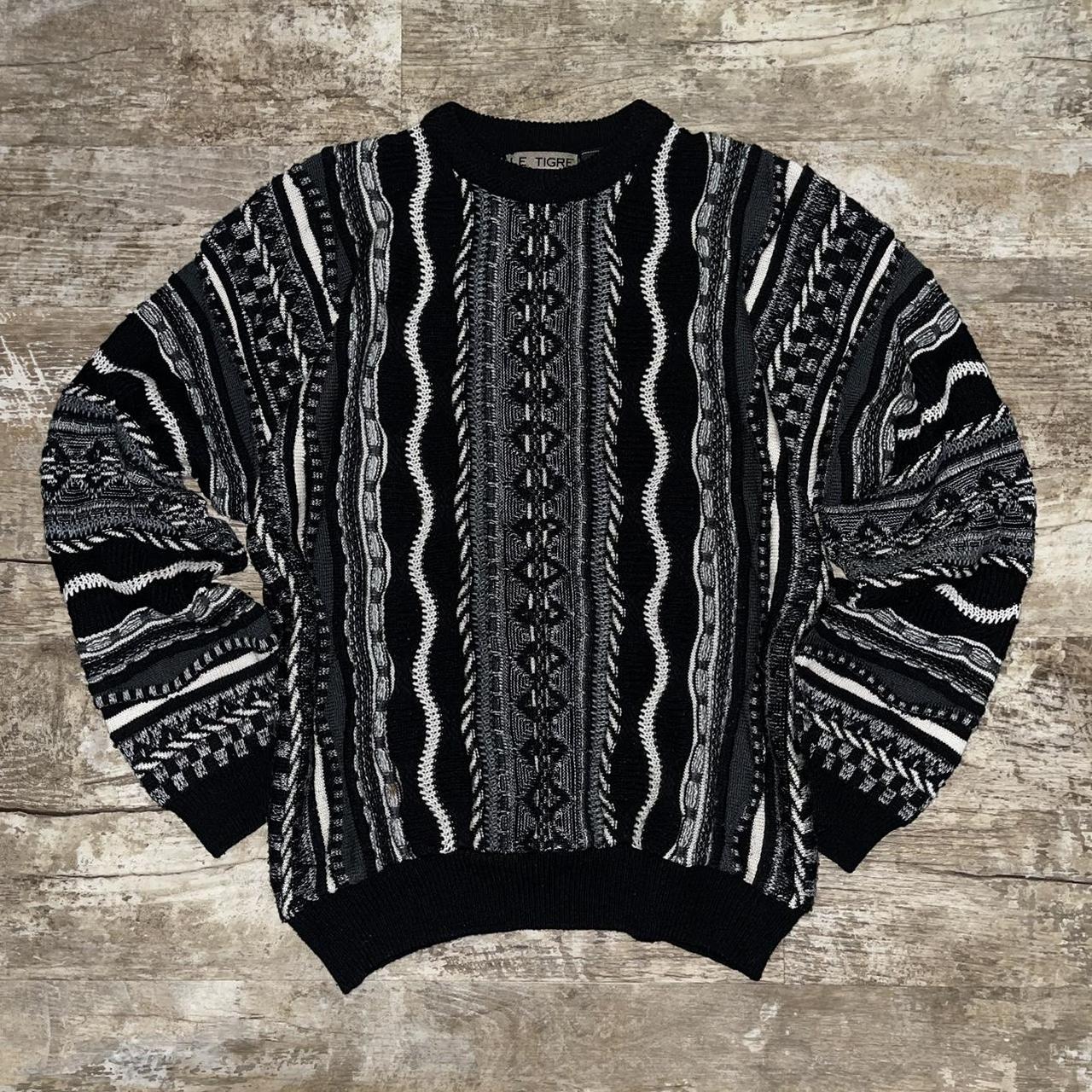 Vintage 3D COOGI Style Knit Men’s Crewneck Sweater... - Depop
