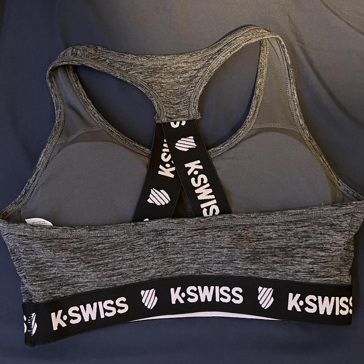 K-Swiss Women's Grey and Black Bra | Depop