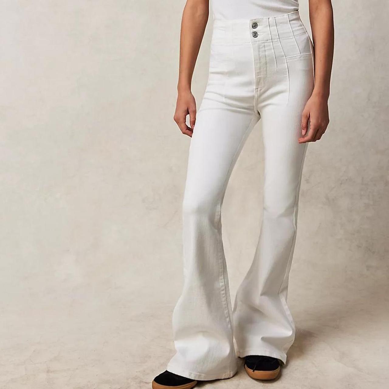 Free people white flared jeans - Depop