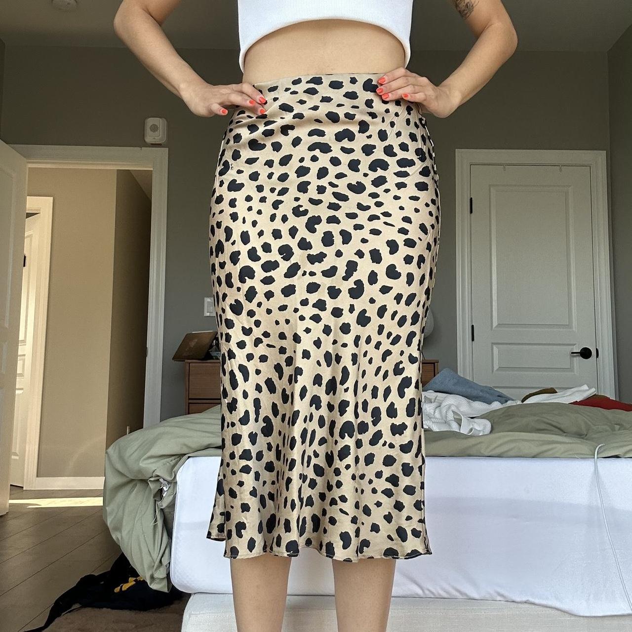 Realisation par leopard print silk midi skirt. 100%... - Depop
