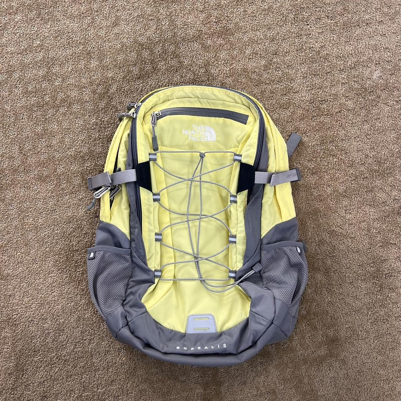 The North Face Adult Borealis Backpack Yellow Gray... | Depop