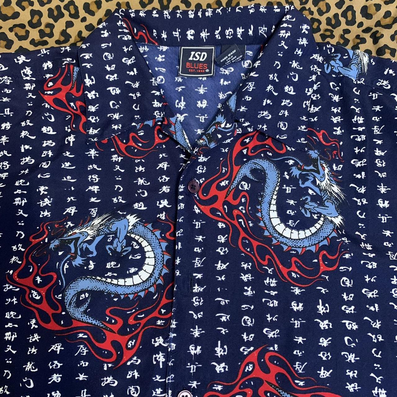 vintage dragon button up shirt #vintage #dragon - Depop